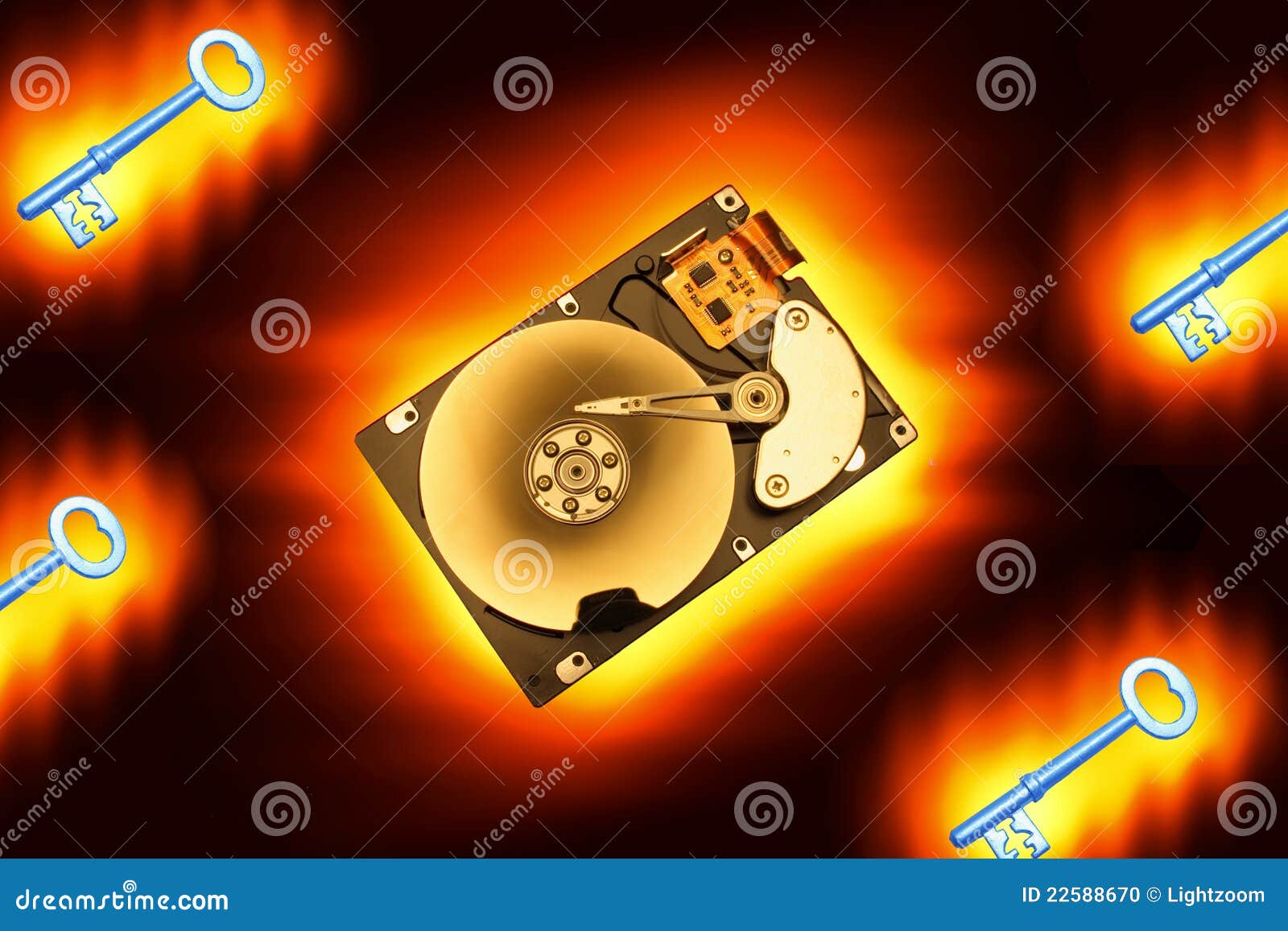 Hardn Disk and keys stock photo. Image of database, keys - 22588670