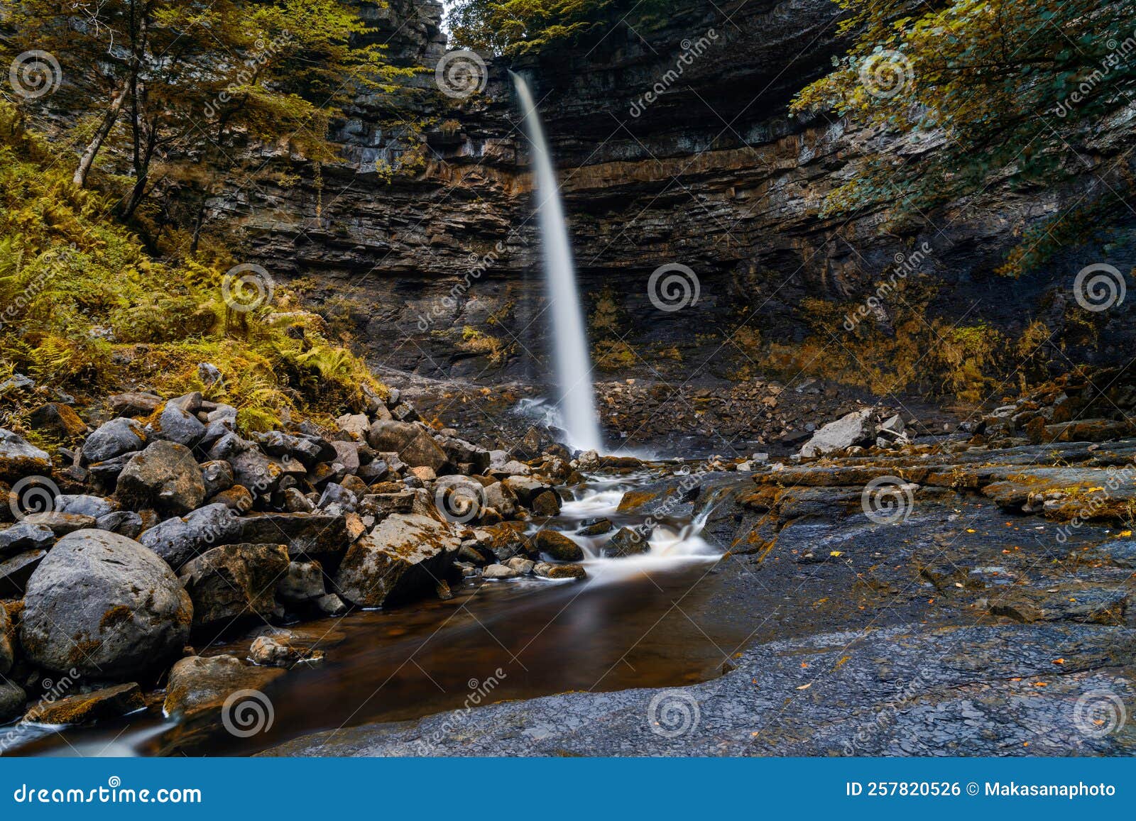 The Hardraw Force Waterfall in the Yorkshire Dales in Autumn Splendour ...