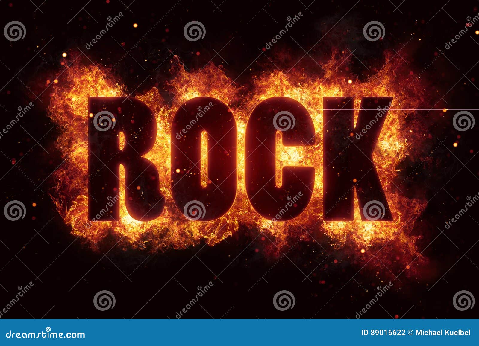 Hardrock Rock Music Text on Fire Flames Explosion Stock Illustration ...