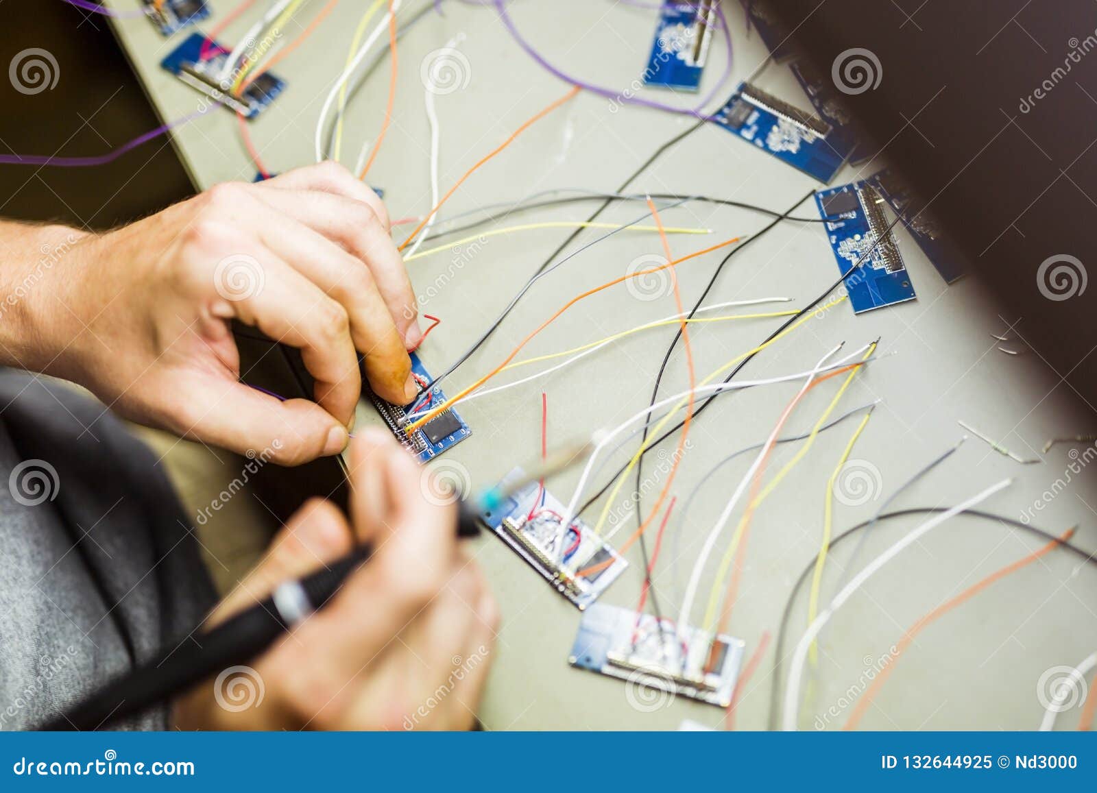 Hardware Being Fixed by Soldering Stock Image - Image of electrical ...