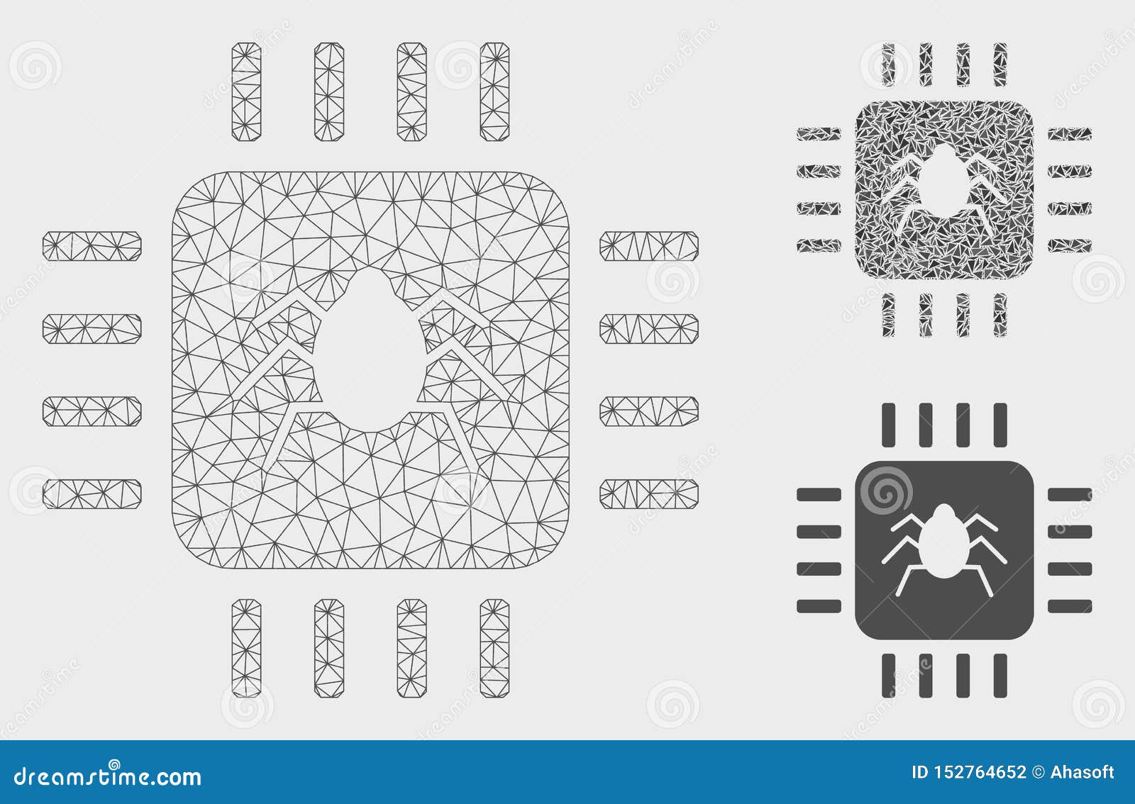 Hardware Bug Vector Mesh Wire Frame Model and Triangle Mosaic Icon ...