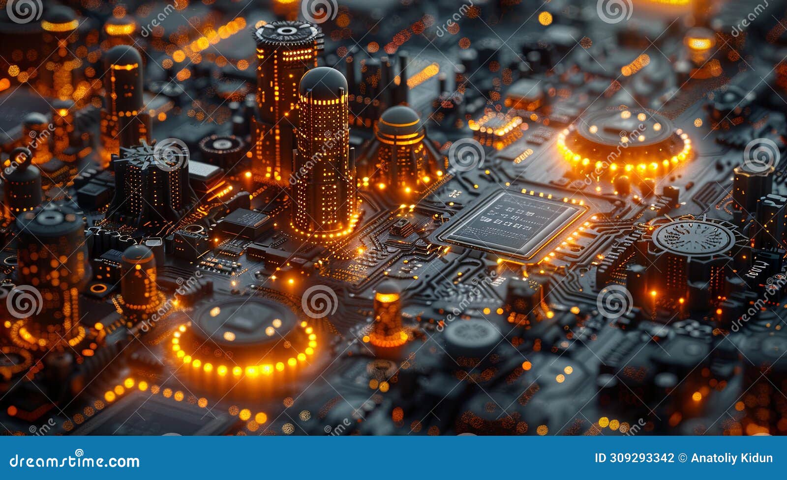 Hardware Chip Isolated on Black Background Electrical Circuit Board ...