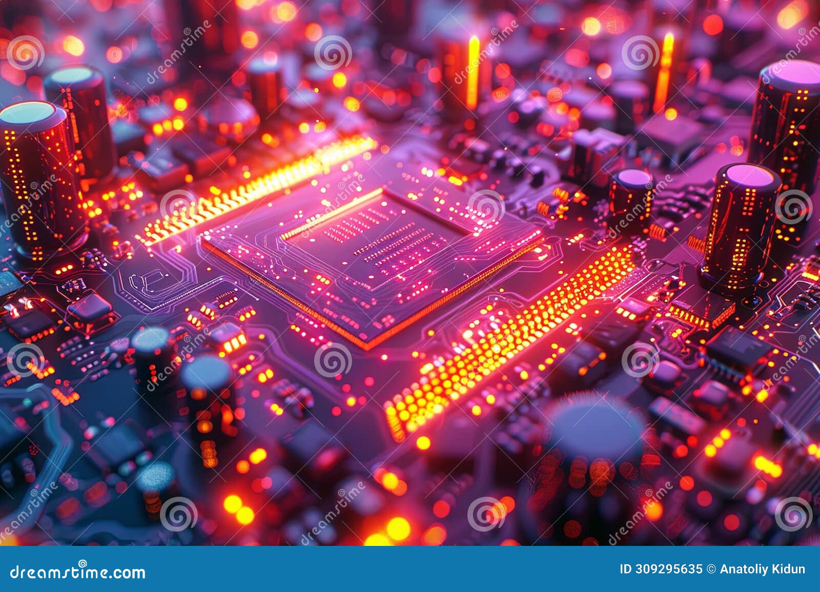 Hardware Chip Isolated on Black Background Electrical Circuit Board ...