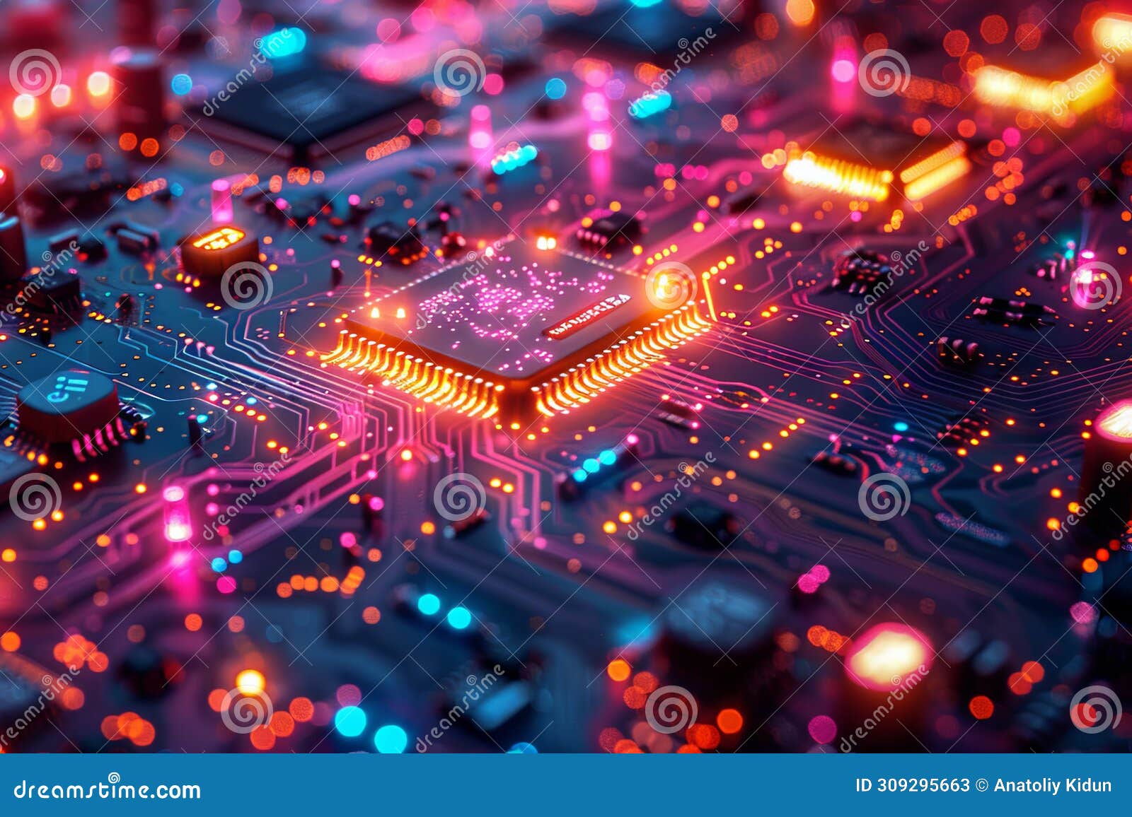 Hardware Chip Isolated On Black Background Electrical Circuit Board ...