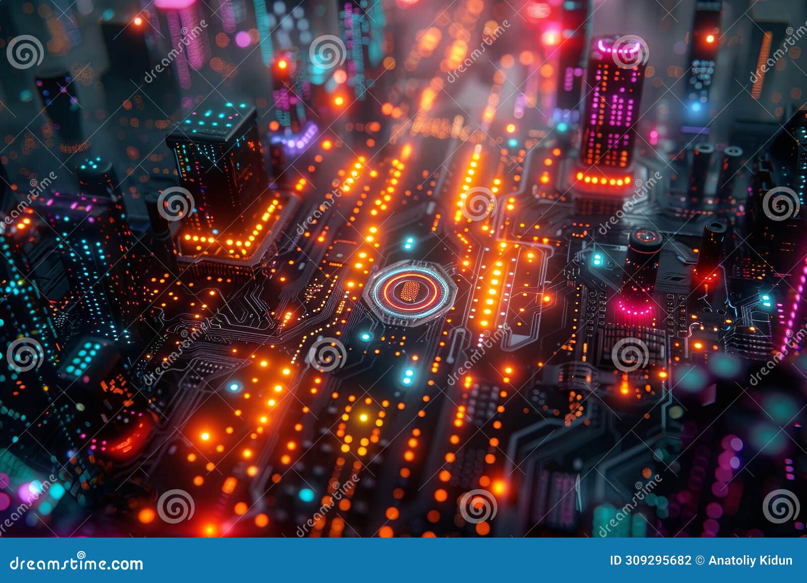 Hardware Chip Isolated On Black Background Electrical Circuit Board ...