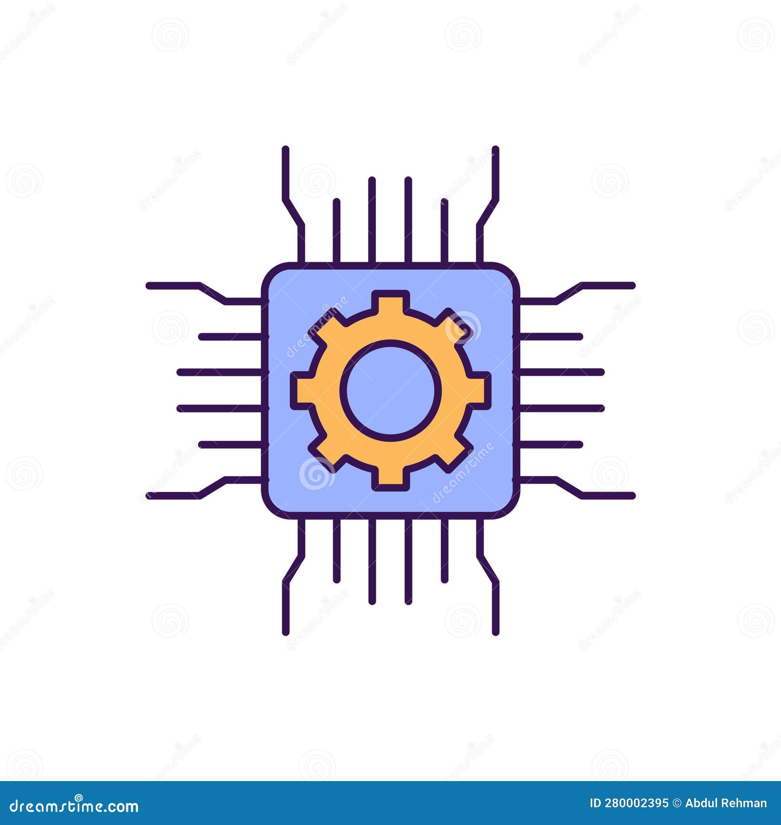 Hardware Chip Outline with Colors Fill Vector Icon that Can Easily Edit ...