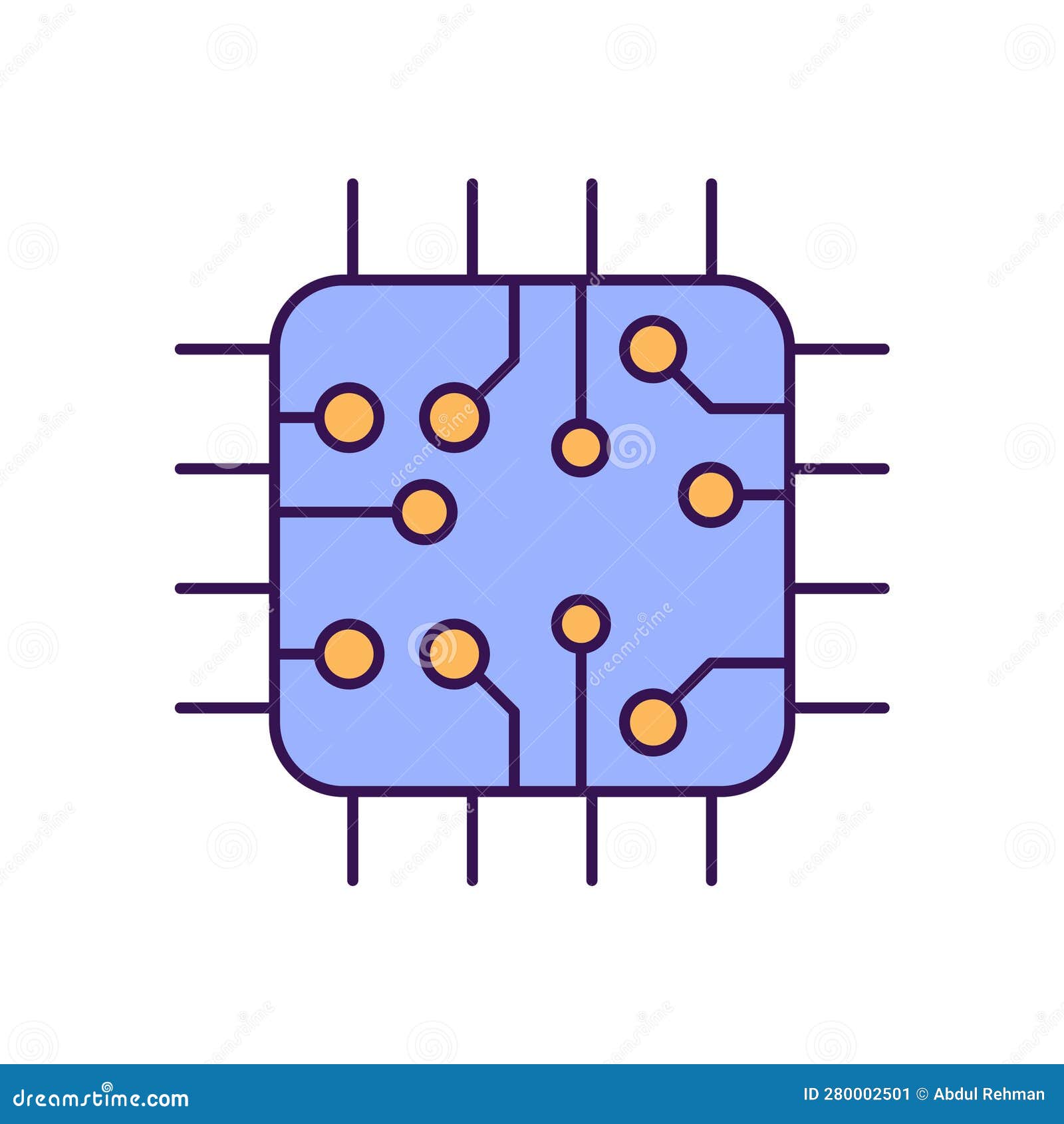 Hardware Chip Outline with Colors Fill Vector Icon that Can Easily Edit ...