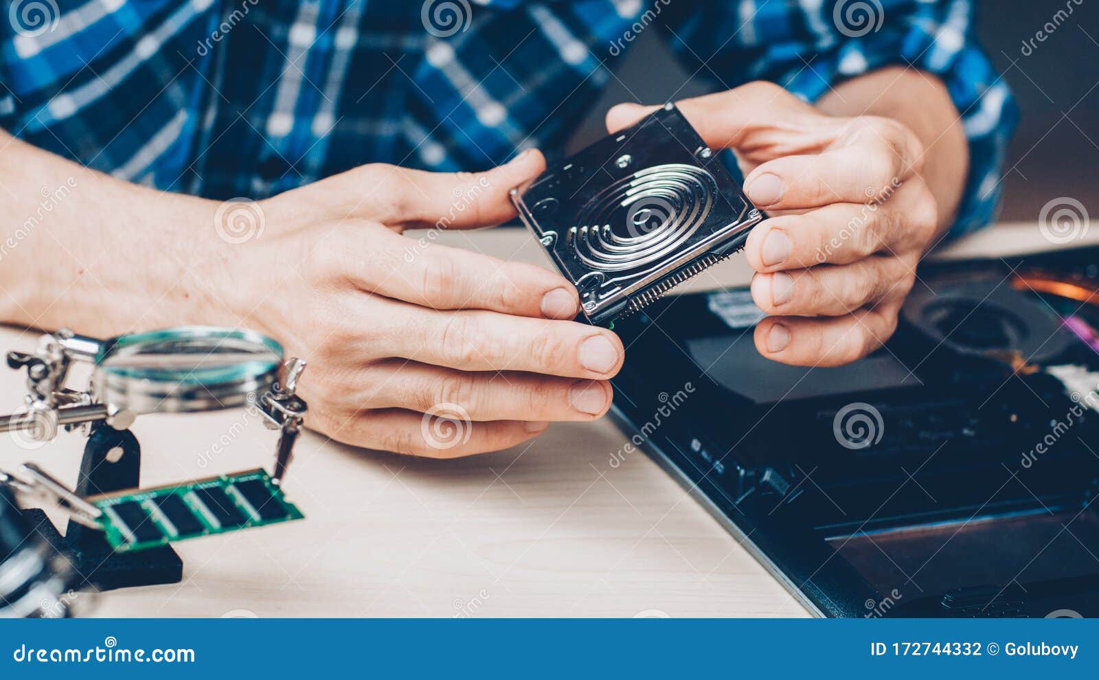 Replacing Computer Board In A Laptop Closeup Stock Photography ...