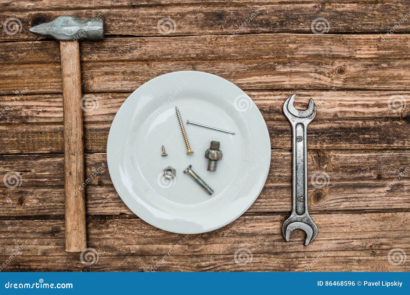Hardware Dinner on Plate from Screw, Bolt and Nut Stock Photo - Image ...