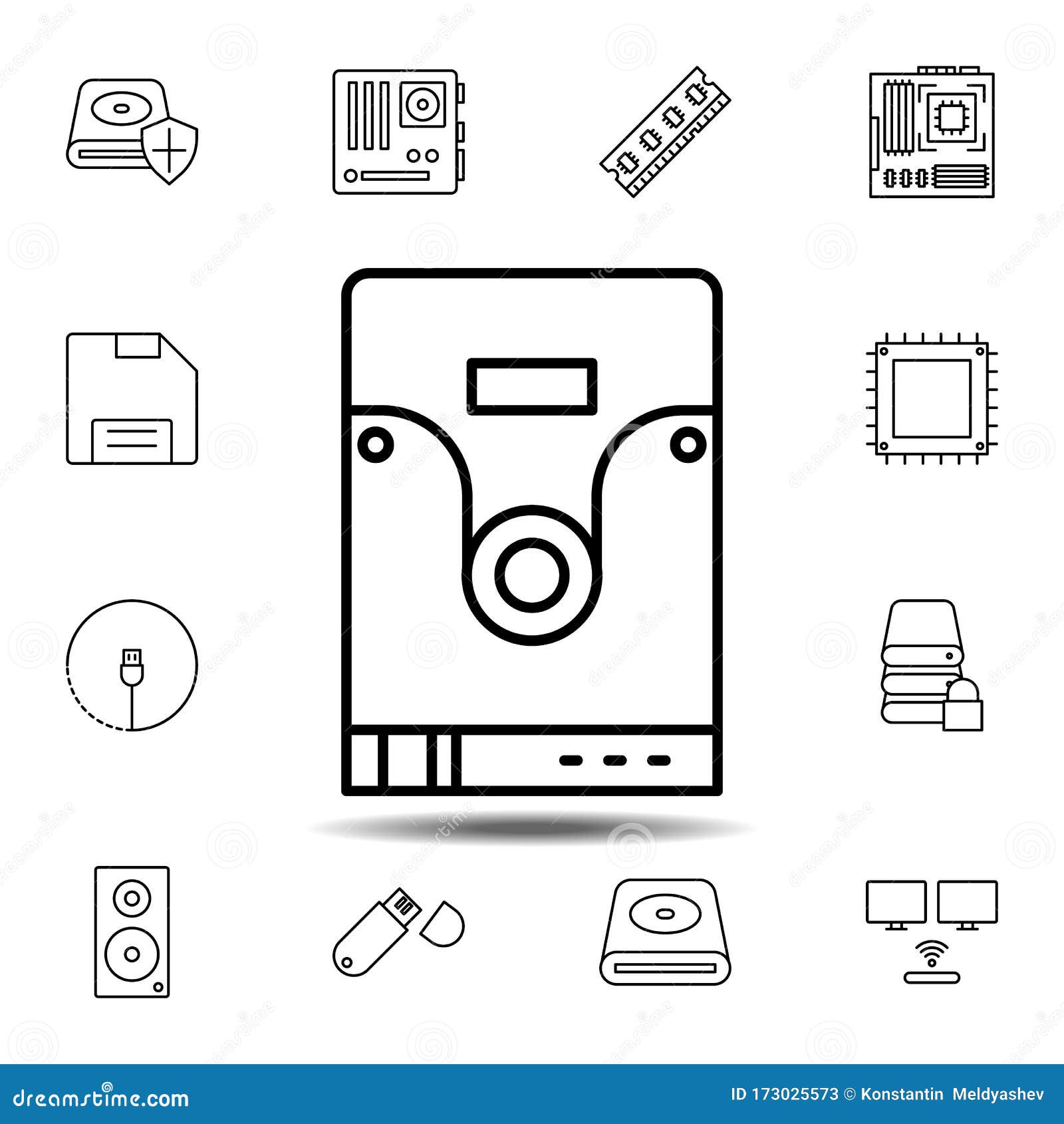 Hardware, Hard Disk Icon. Simple Thin Line, Outline Vector Element of Hardware Icons Set for UI ...