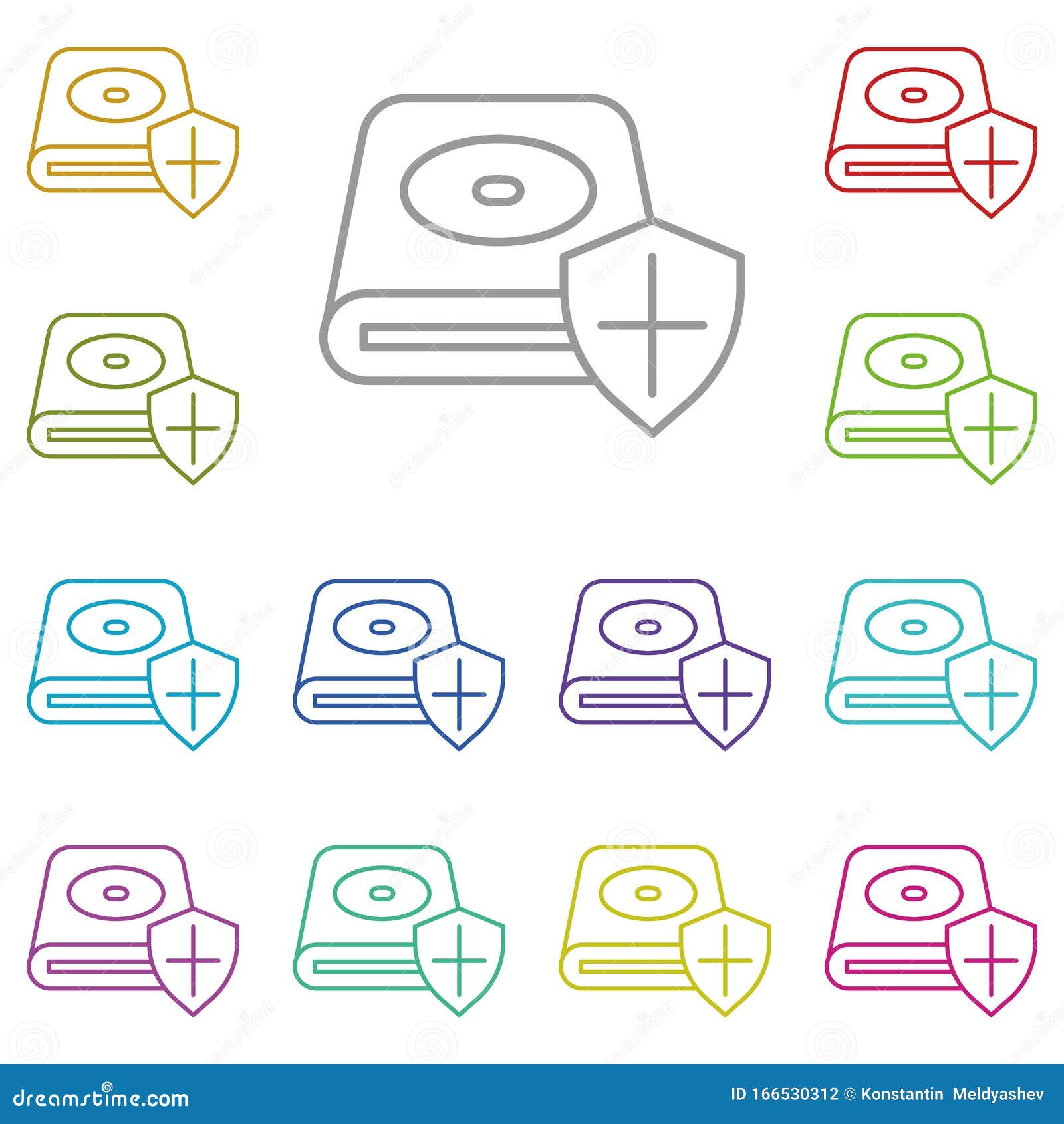 Hardware, Hard Disk, Security Multi Color Icon. Simple Thin Line, Outline Vector of Hardware ...