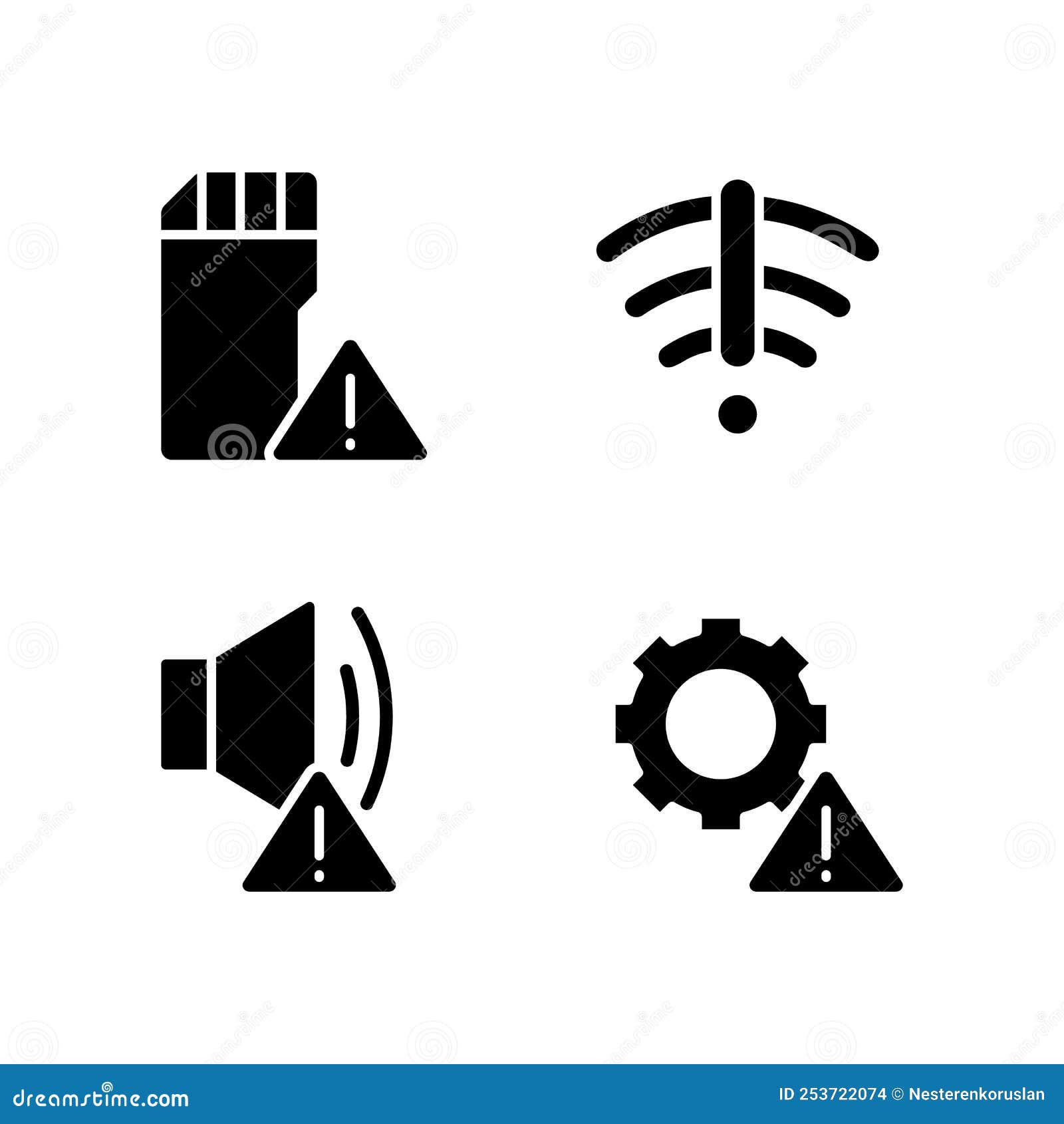 Hardware Issues Black Glyph Icons Set on White Space Stock Vector ...