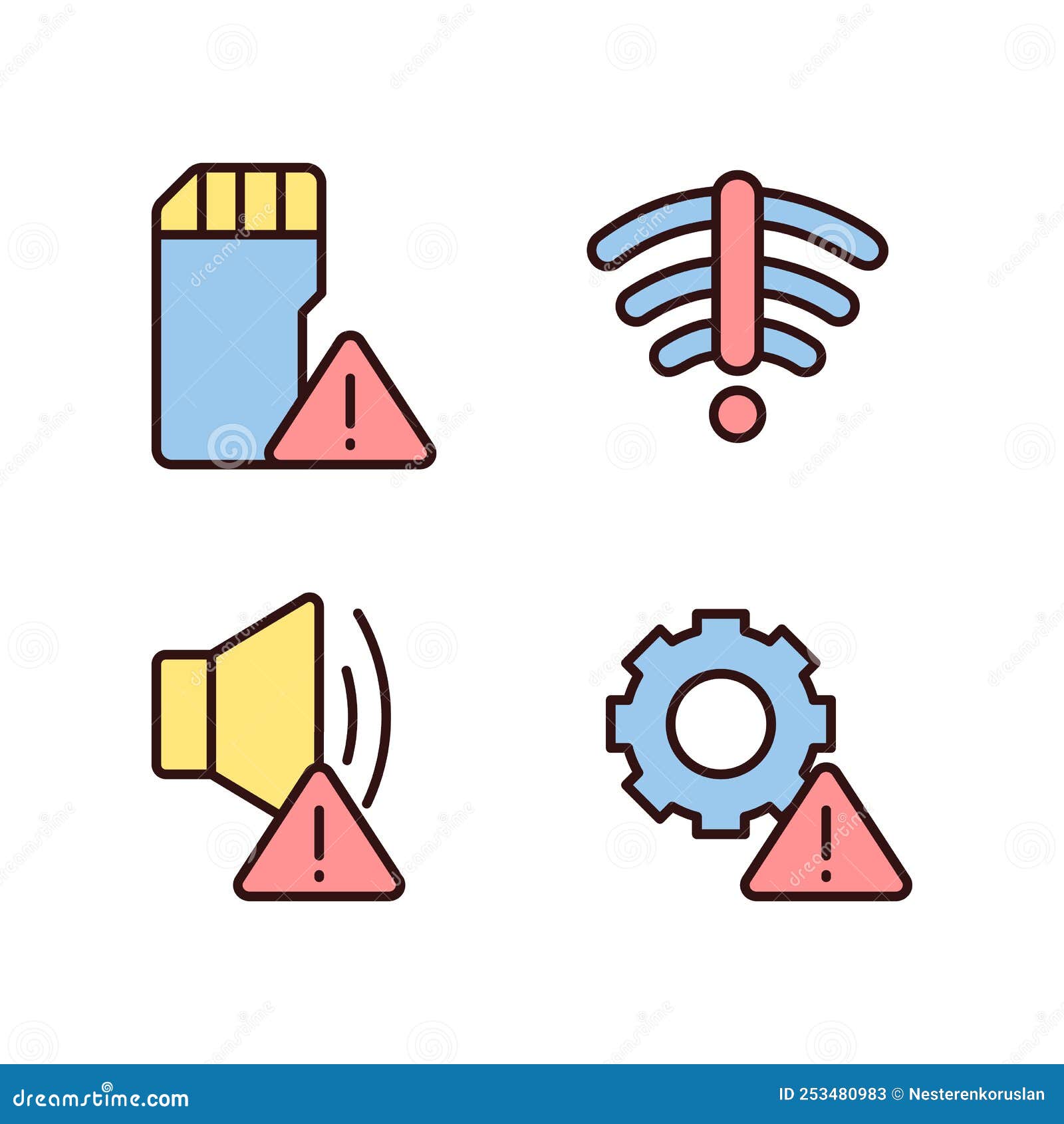 Hardware Issues Pixel Perfect RGB Color Icons Set Stock Vector ...