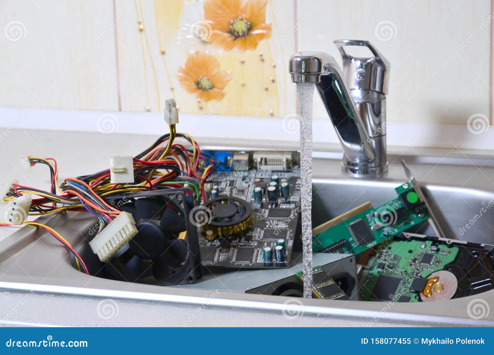 Hardware in Kitchen Sink Under the Water Flow Computer Cleaning ...