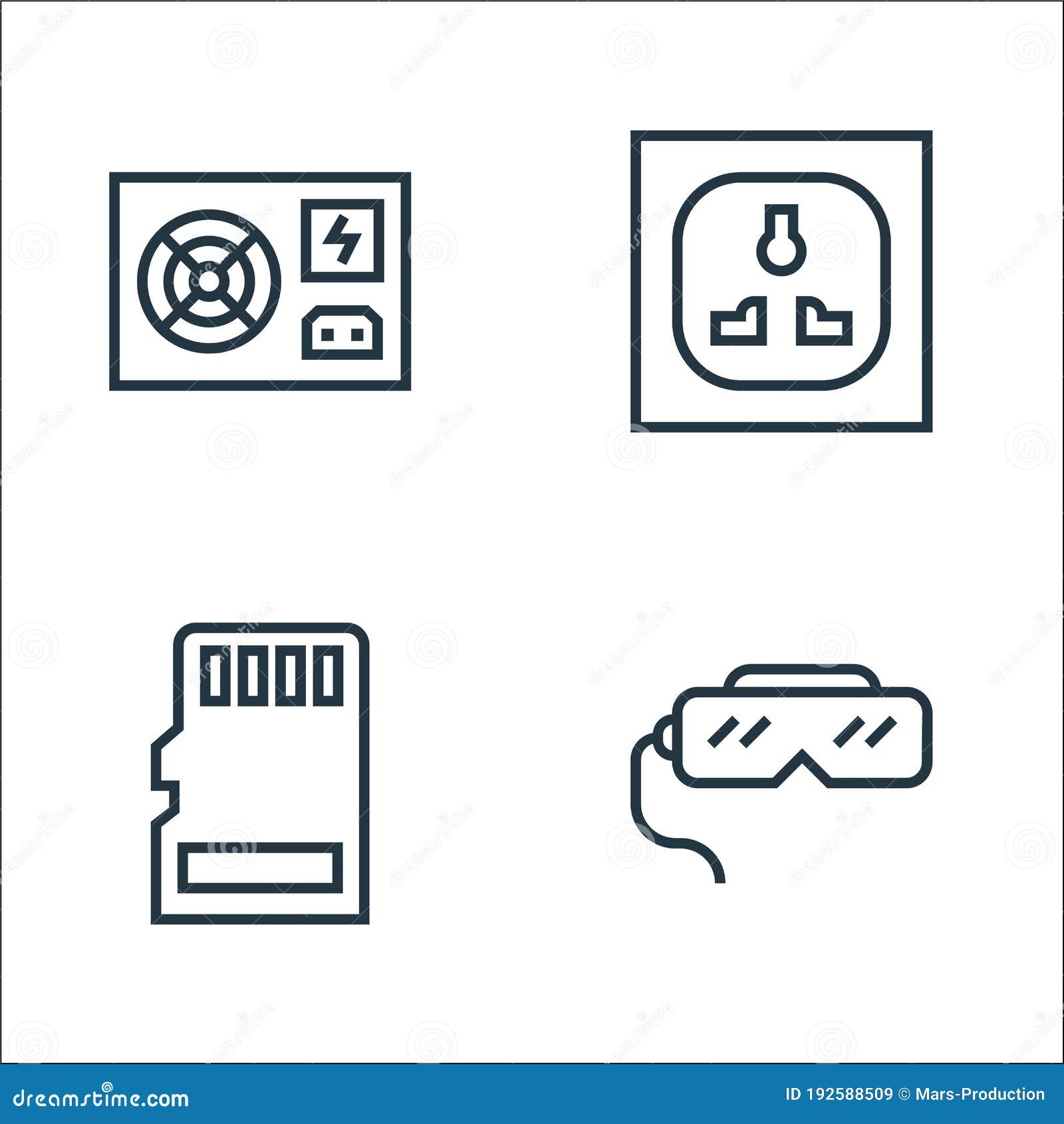 Virtual Hardware Line Icons Collection. Simulation, Emulation ...