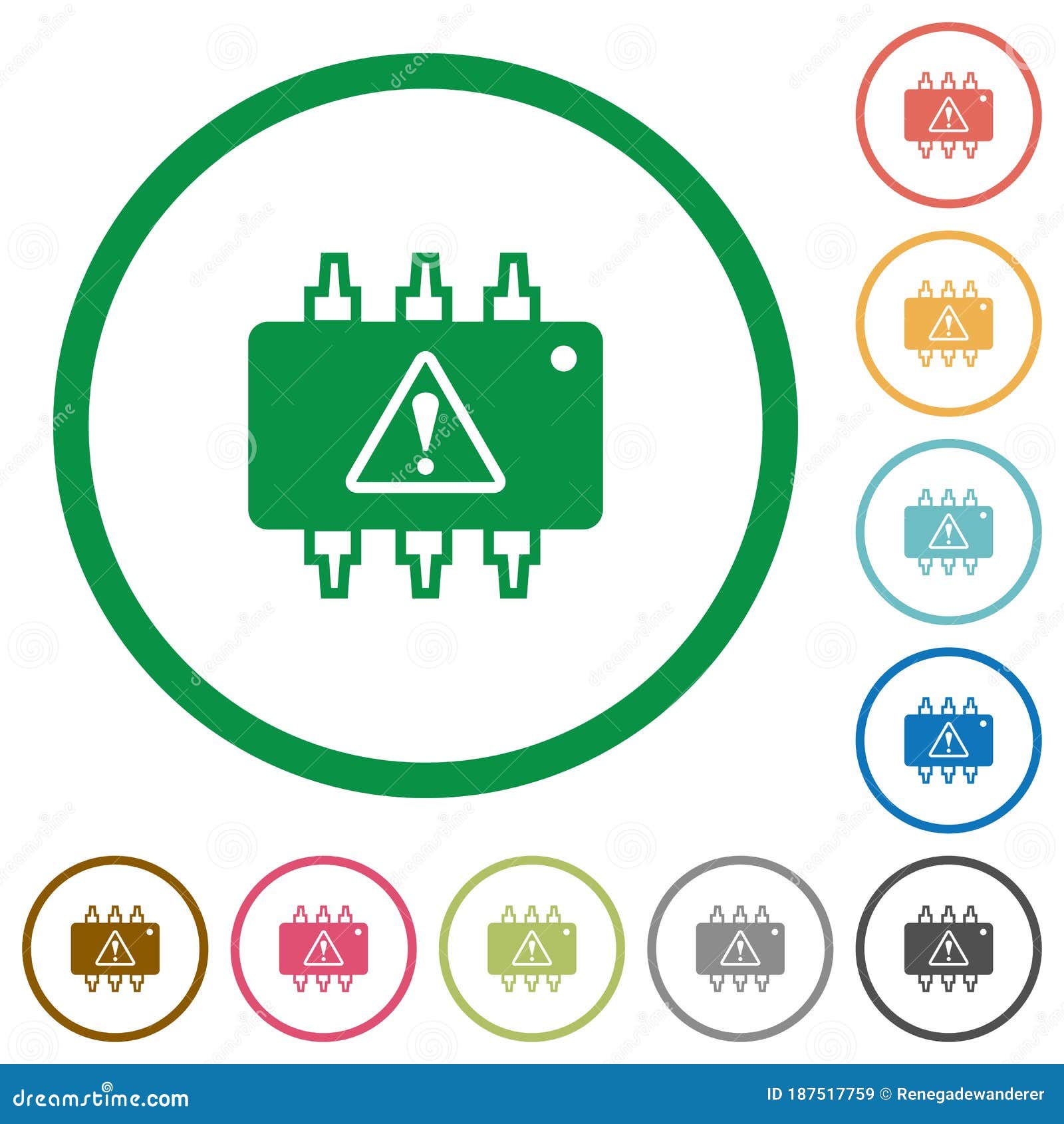 Hardware Malfunction Flat Icons with Outlines Stock Vector ...