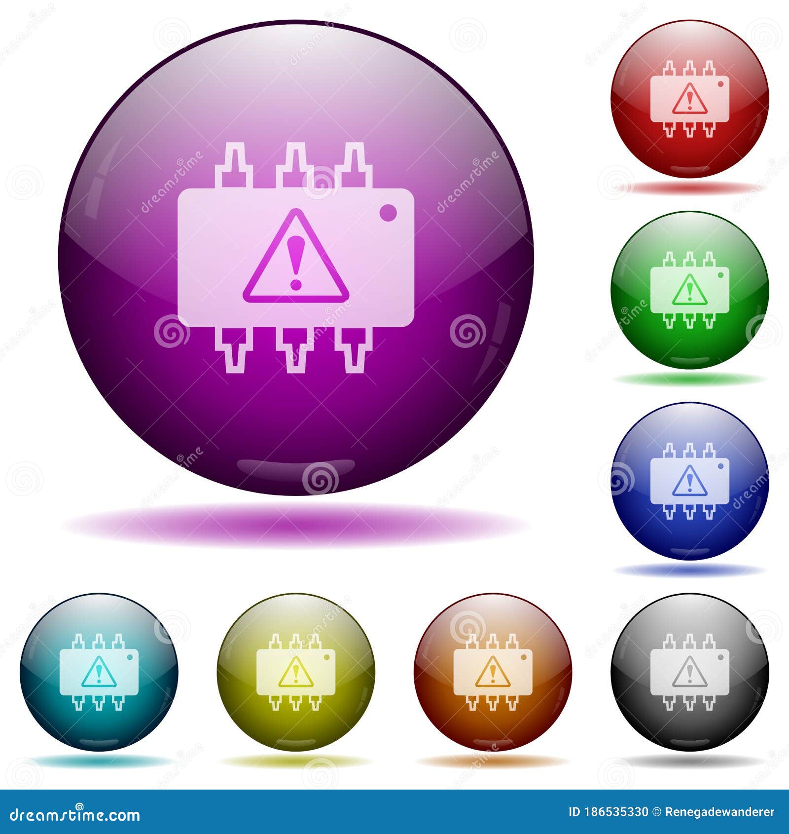 Hardware Malfunction Icons With Shadows And Outlines Vector ...