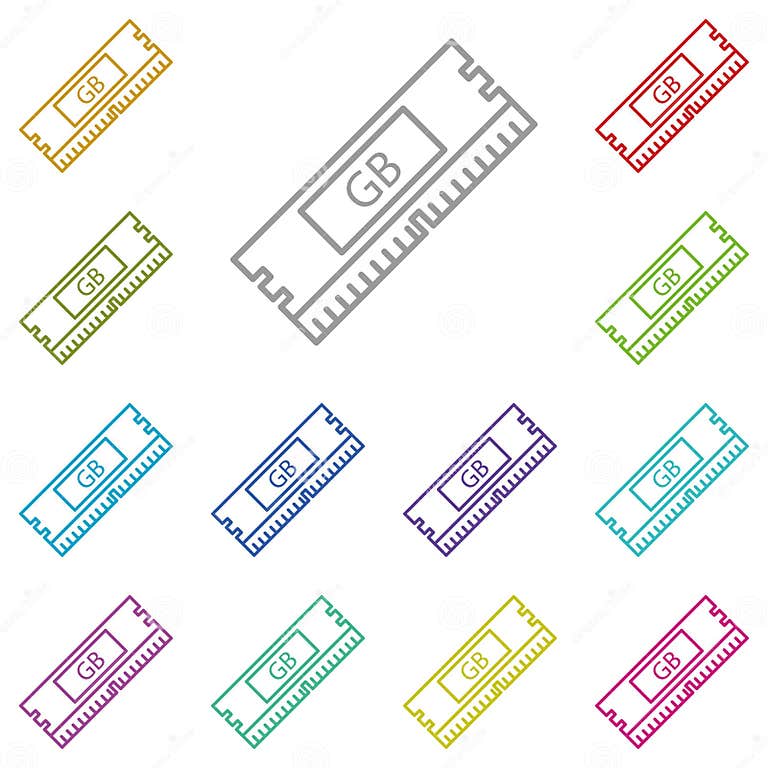 Hardware, Memory, Ram Multi Color Icon. Simple Thin Line, Outline Vector of Hardware Icons for ...