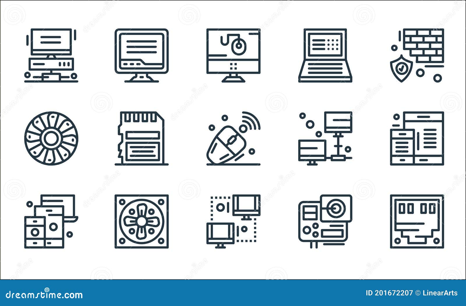 Hardware Network Line Icons. Linear Set Stock Vector - Illustration of ...