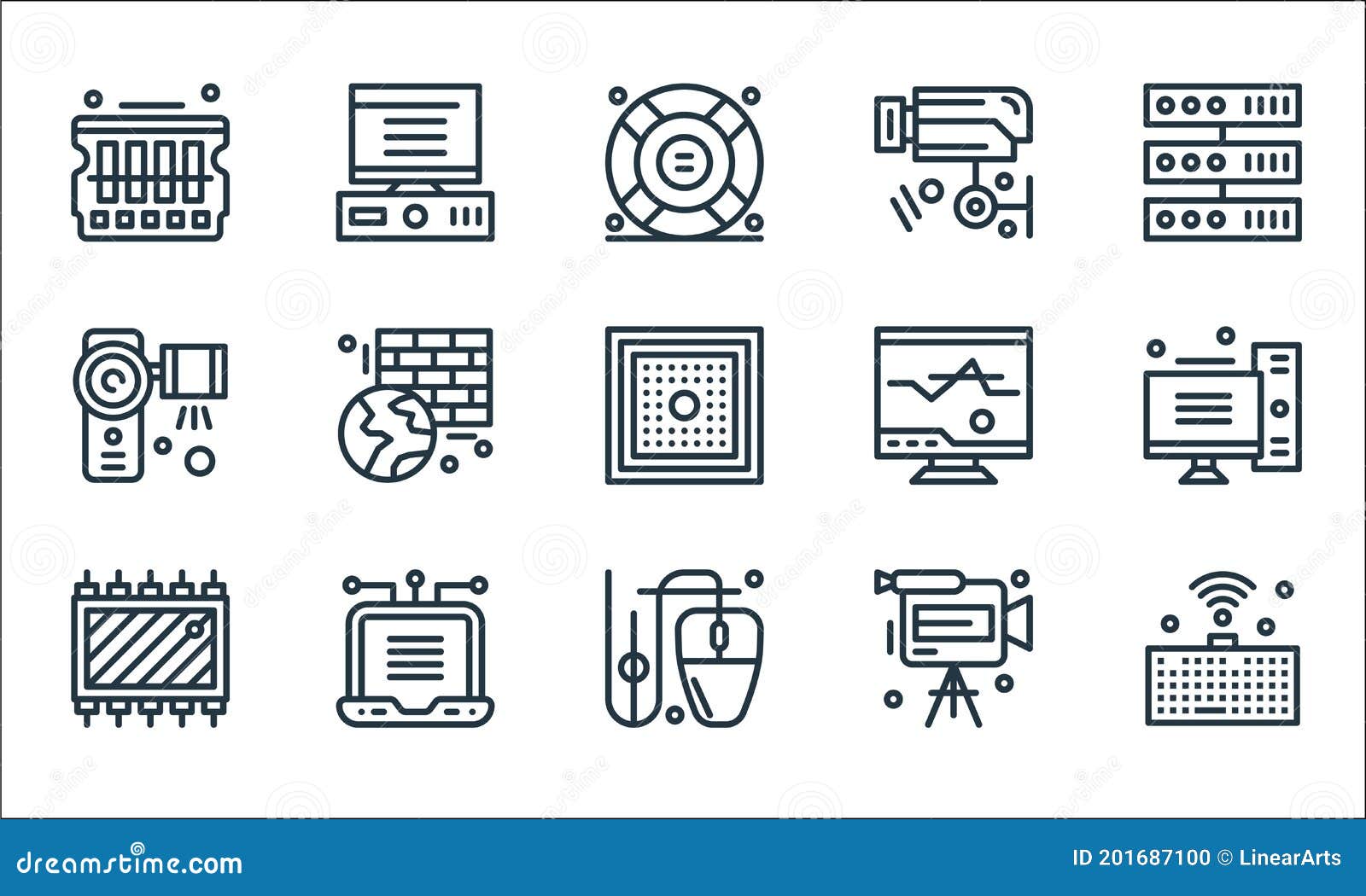 Hardware Network Line Icons. Linear Set Stock Vector - Illustration of ...