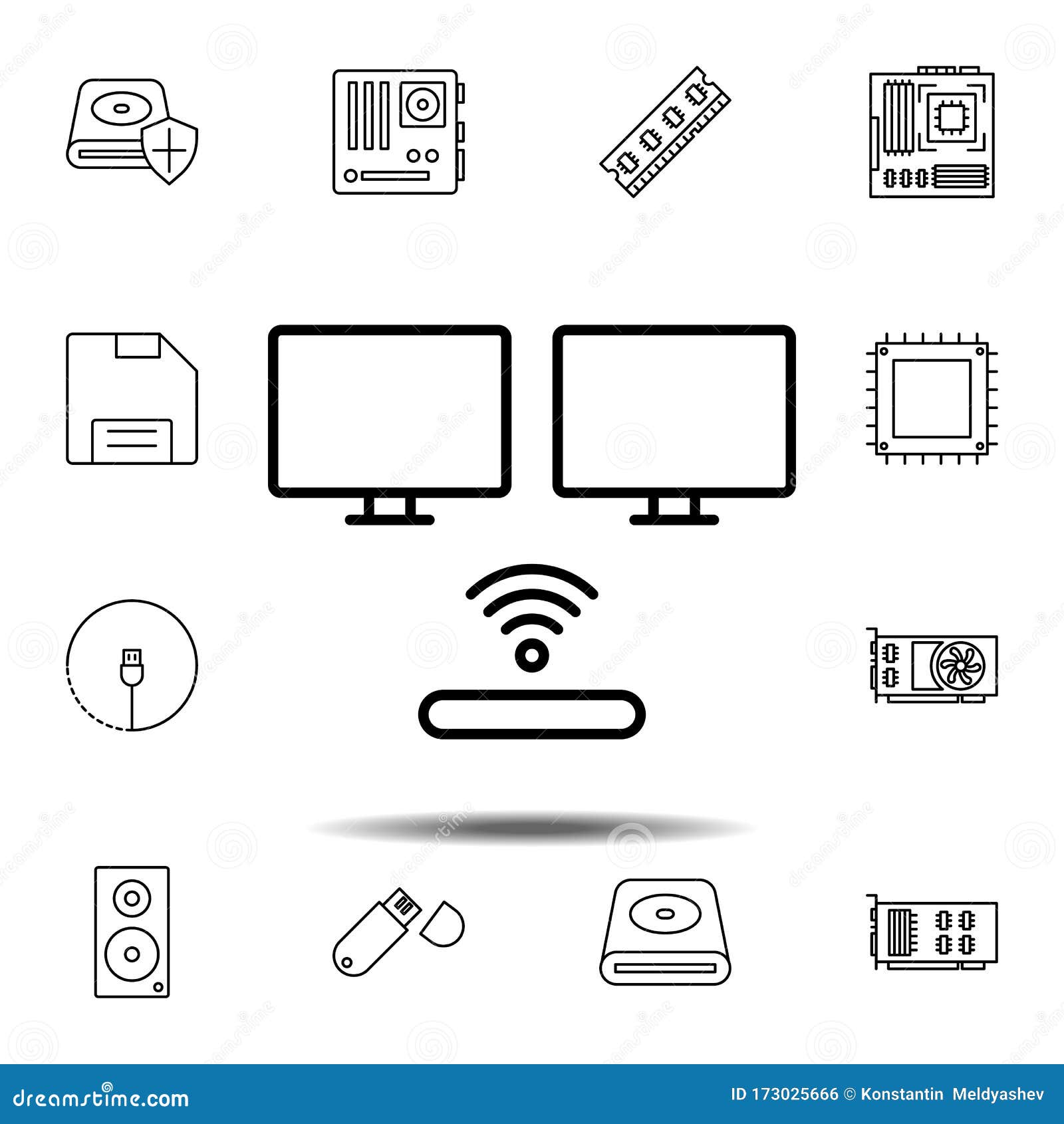Hardware, Pc Server, Wifi, LAN Icon. Simple Thin Line, Outline Vector Element of Hardware Icons ...