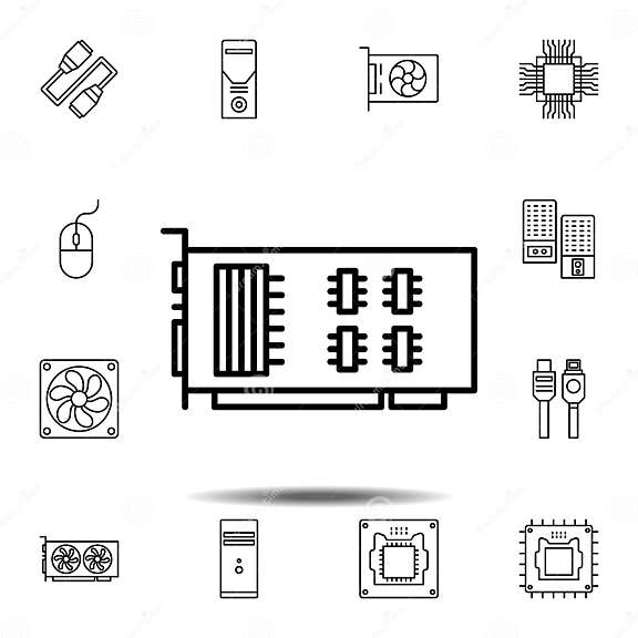 Hardware, PCI, Card, Video Icon. Simple Thin Line, Outline Vector Element of Hardware Icons Set ...