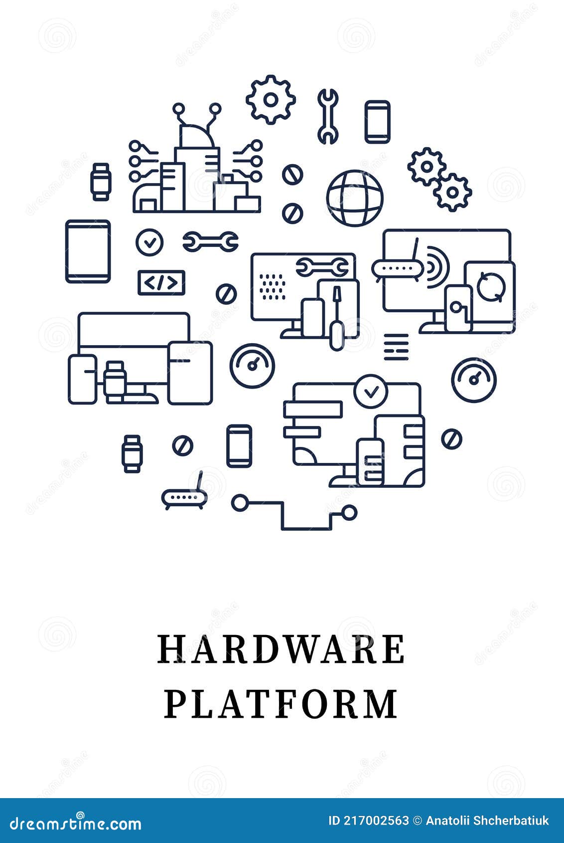 Hardware Platform Circle Poster Stock Vector - Illustration of computer ...