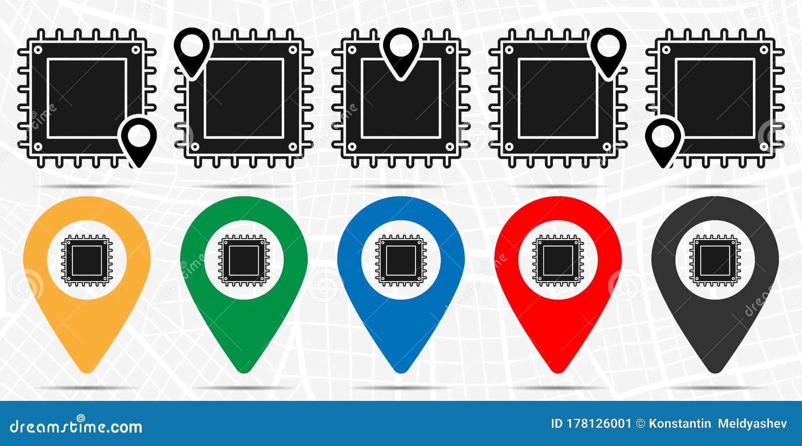 Hardware, Processor, Chip Icon in Location Set. Simple Glyph, Flat ...