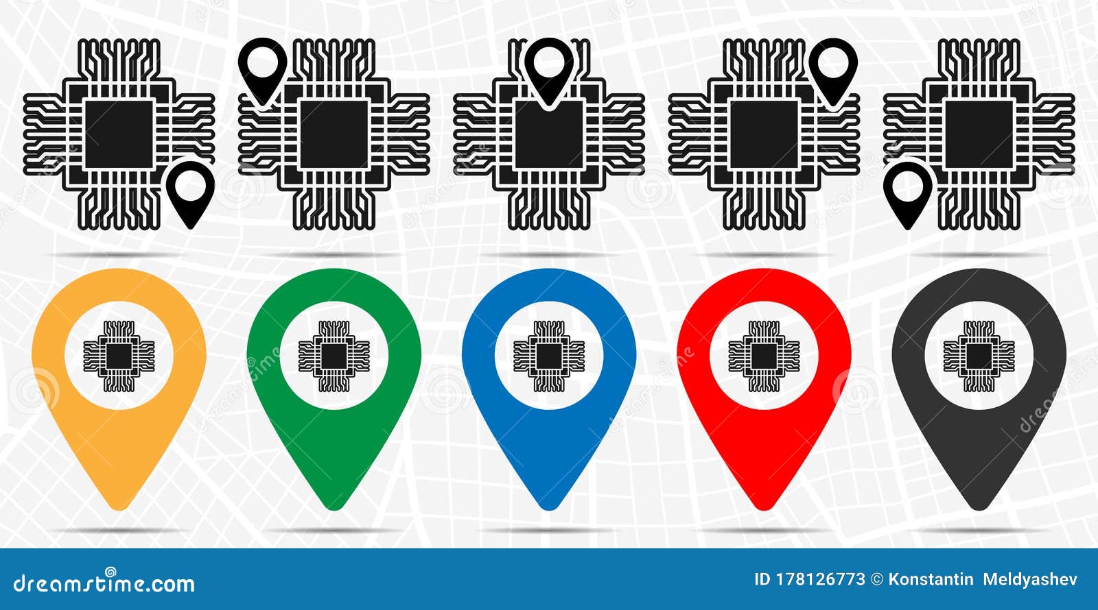 Hardware, Processor, Chip Icon in Location Set. Simple Glyph, Flat ...