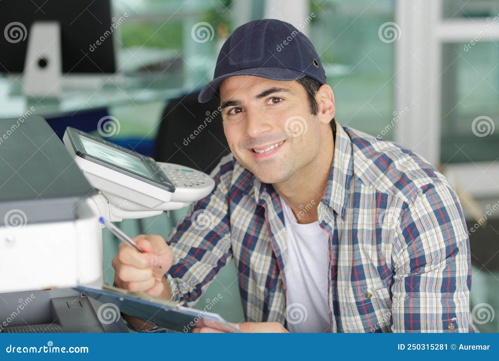 Hardware Repairman Repairing Broken Printer Fax Machine Stock Image ...