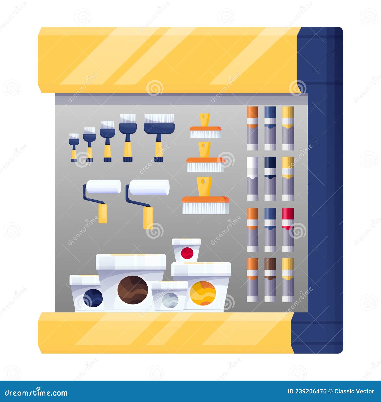 Hardware Shop Interior Design Display Elements. Stand with Paints ...