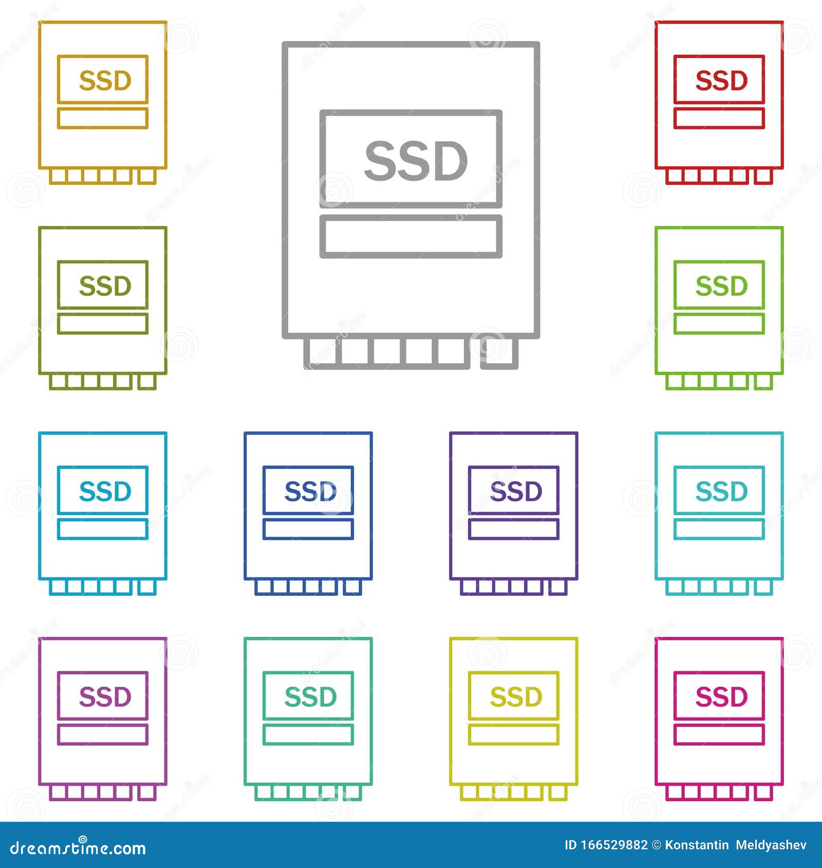 Hardware, SSD, Disk, Hard Multi Color Icon. Simple Thin Line, Outline ...