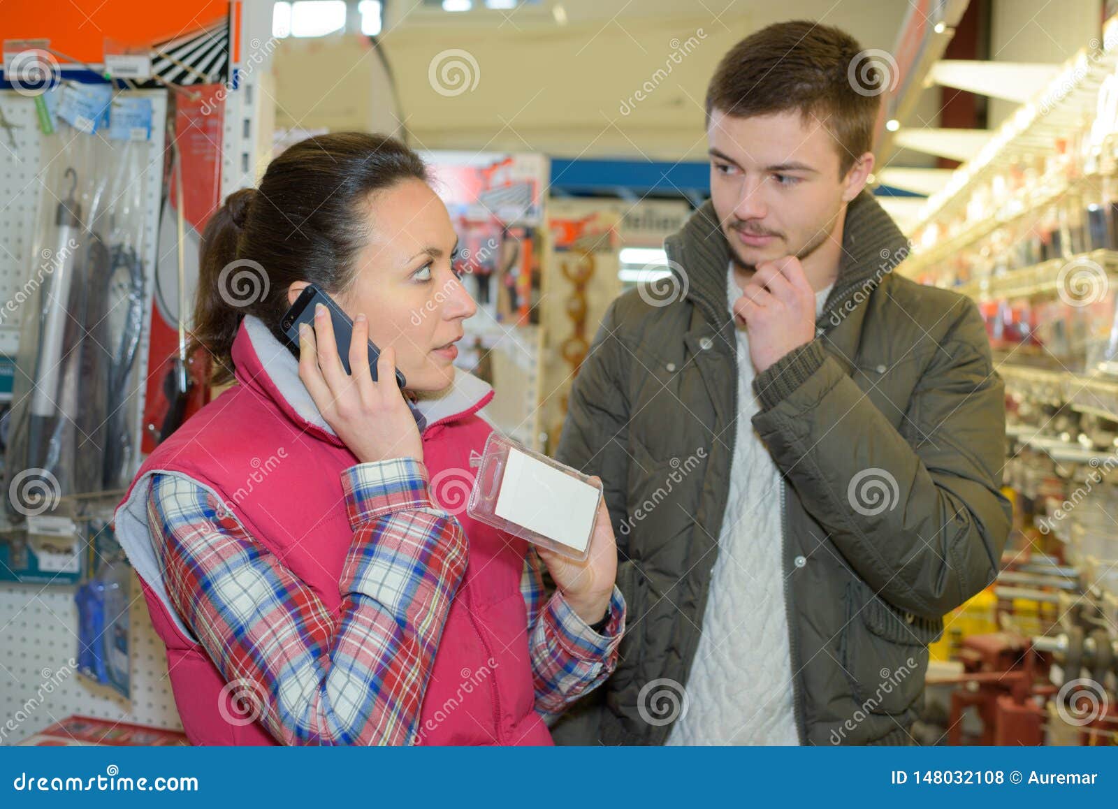 Hardware Store Assistant Asking Hq for Client Specific Inquiry Stock ...