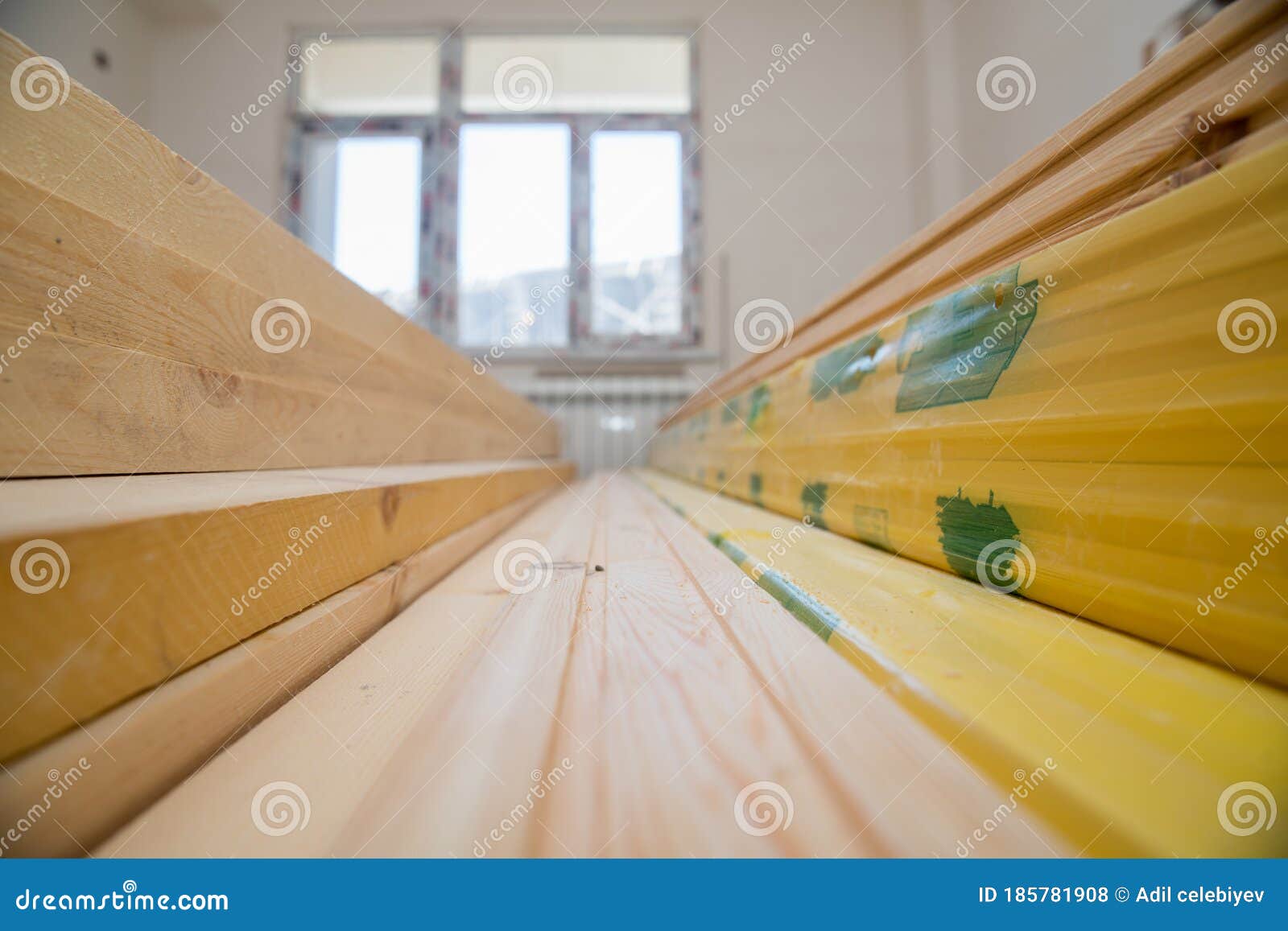 Timber Industry Objects. Finished Wood Beams or Plank at a Warehouse ...
