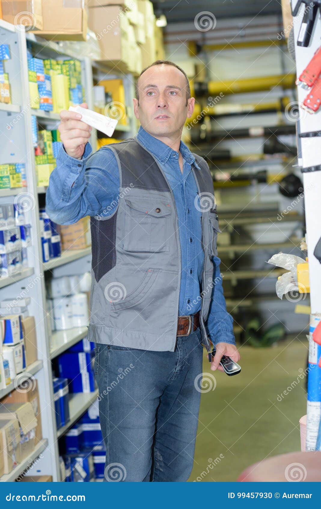 Hardware Store Customer Looking at Camera Stock Photo - Image of ...