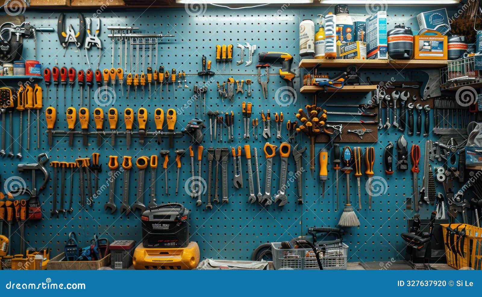 Hardware Store Display: Assorted Hand Tools and Hardware on Wall Stock ...