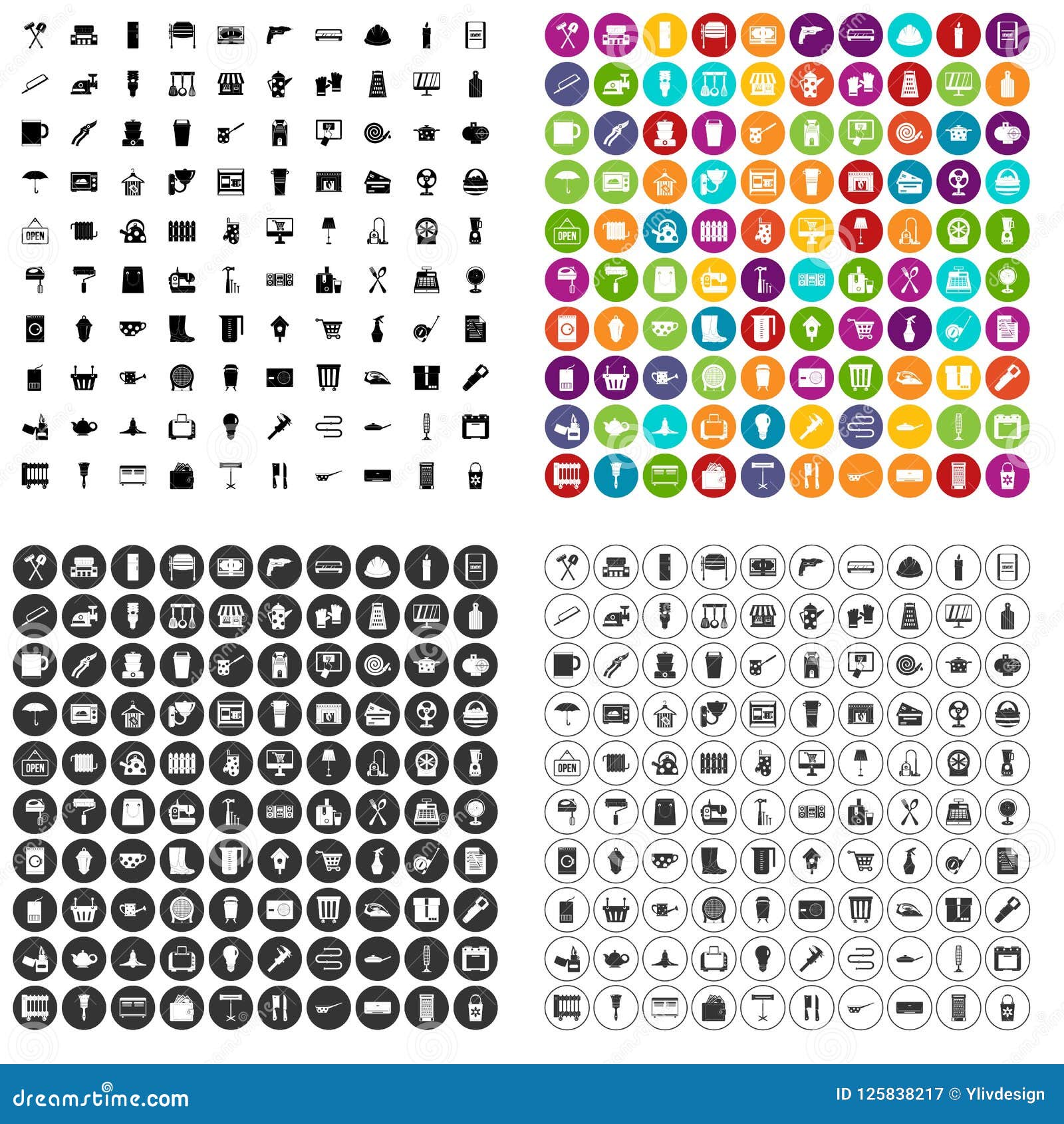 100 Hardware Store Icons Set Variant Stock Illustration - Illustration ...