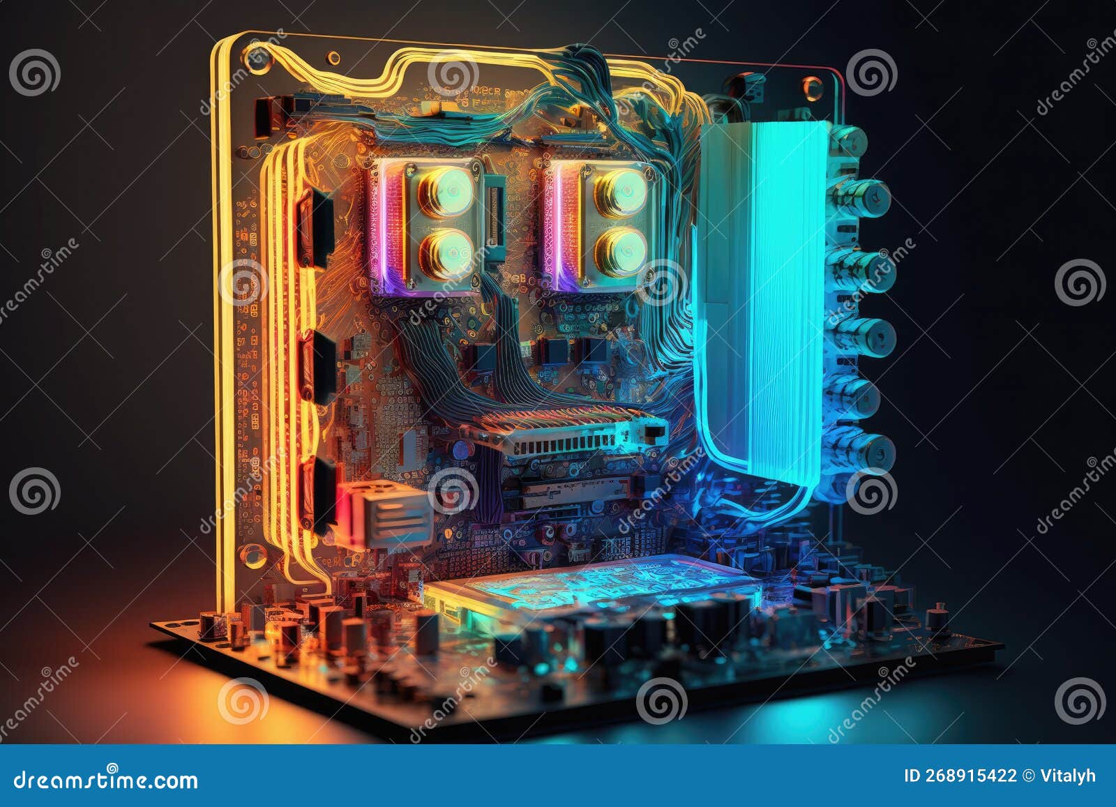 Hardware Technology Concept in Neon Light. Stock Illustration ...