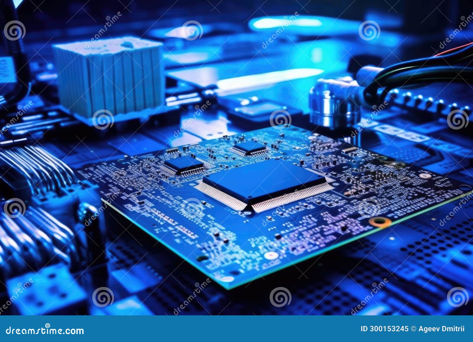 Hardware Blue Motherboard Circuit Technology Background Stock Image ...
