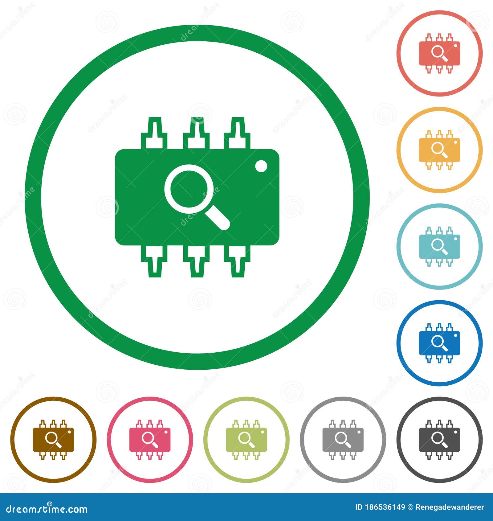 Hardware Test Flat Icons with Outlines Stock Vector - Illustration of ...