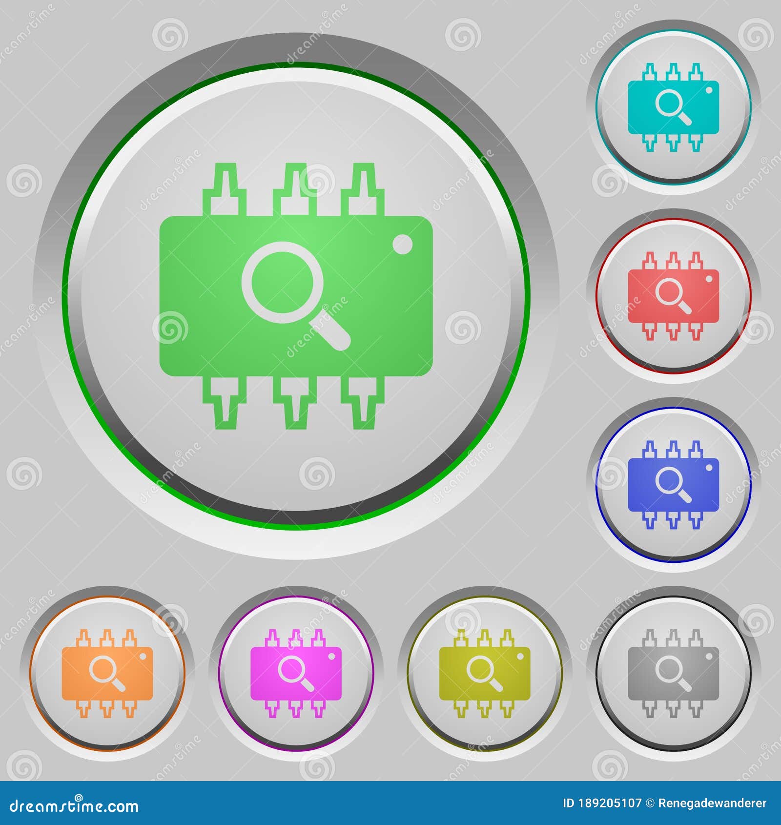 Hardware test push buttons stock vector. Illustration of cyan - 189205107