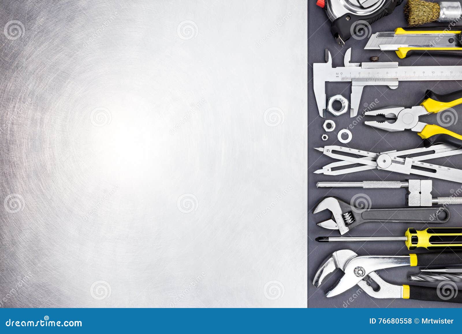 Hardware Tools and Brushed Metal Background Texture Stock Photo - Image ...
