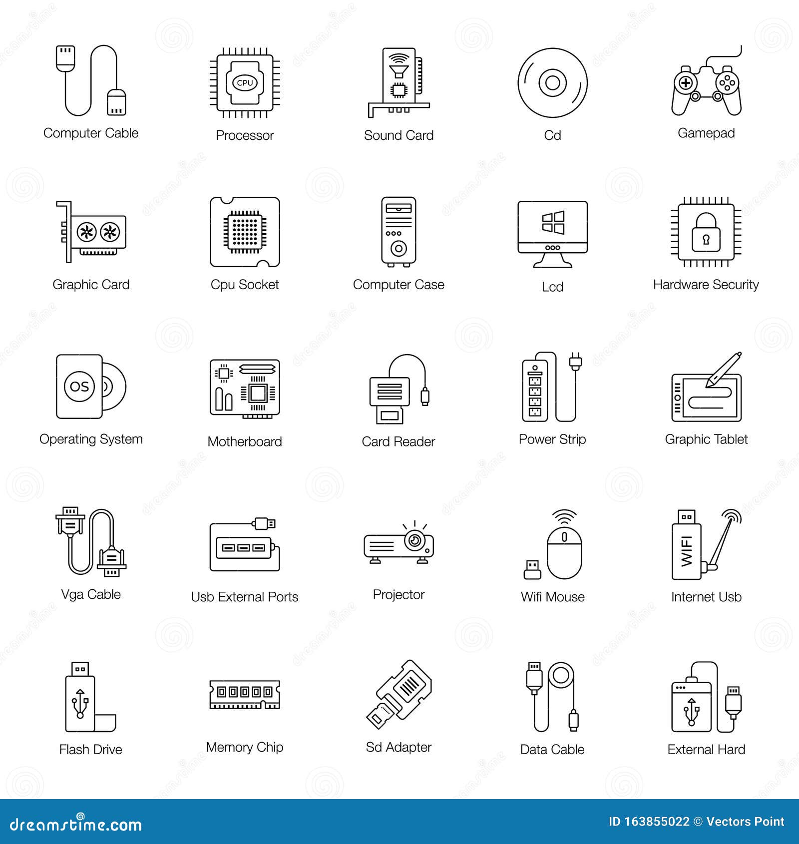 Hardware Tools Line Icons Pack Stock Illustration - Illustration of ...