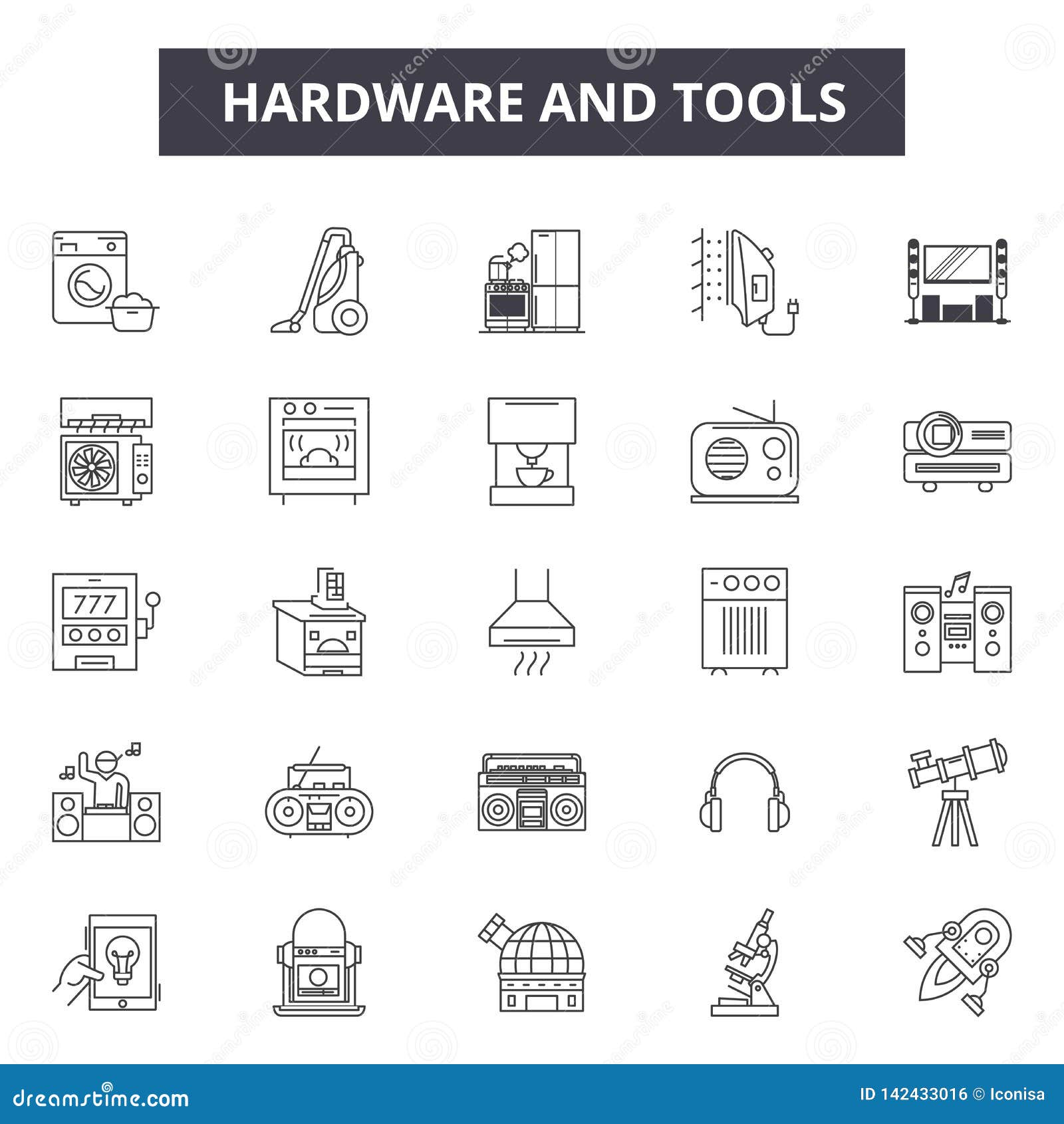 Hardware and Tools Line Icons for Web and Mobile Design. Editable ...