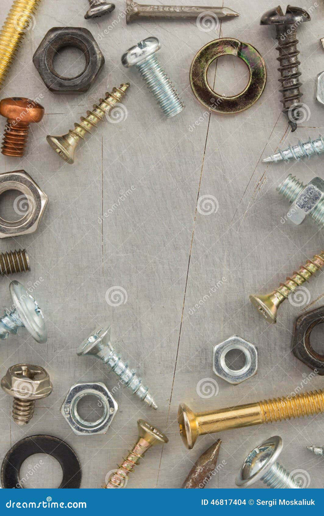 Hardware Tools at Metal Background Stock Photo - Image of nail ...