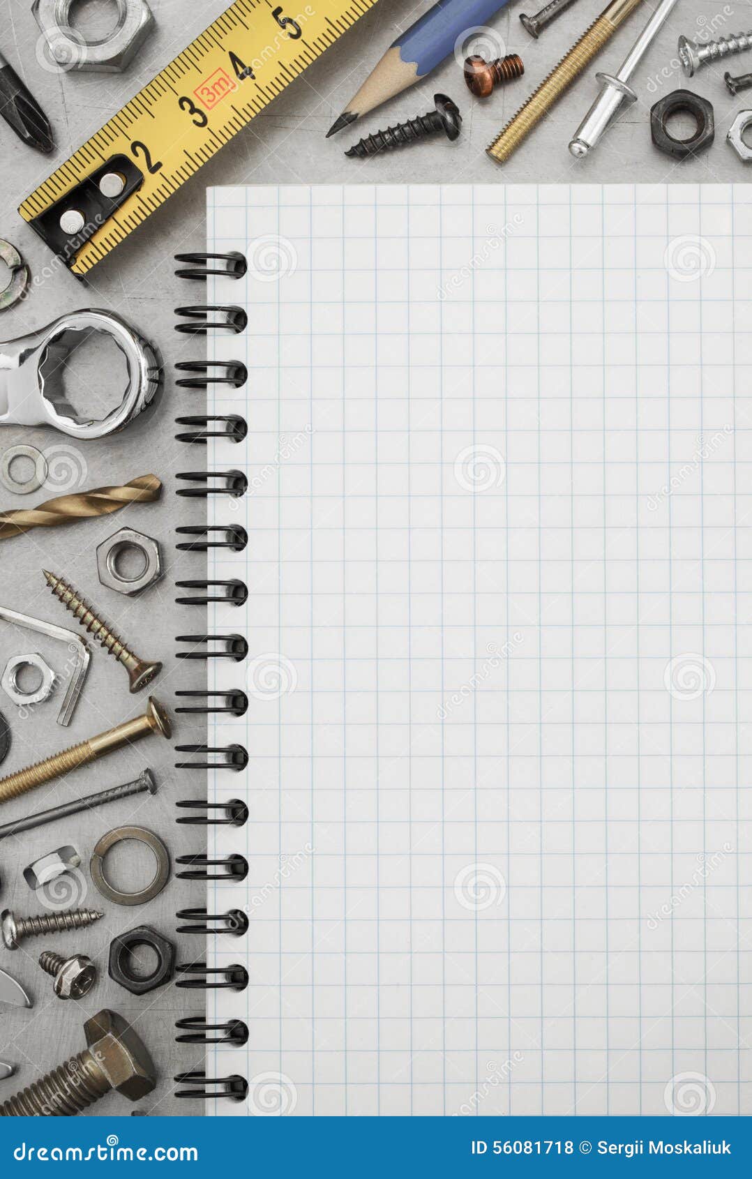 Hardware Tools at Metal Background Stock Photo - Image of paper ...