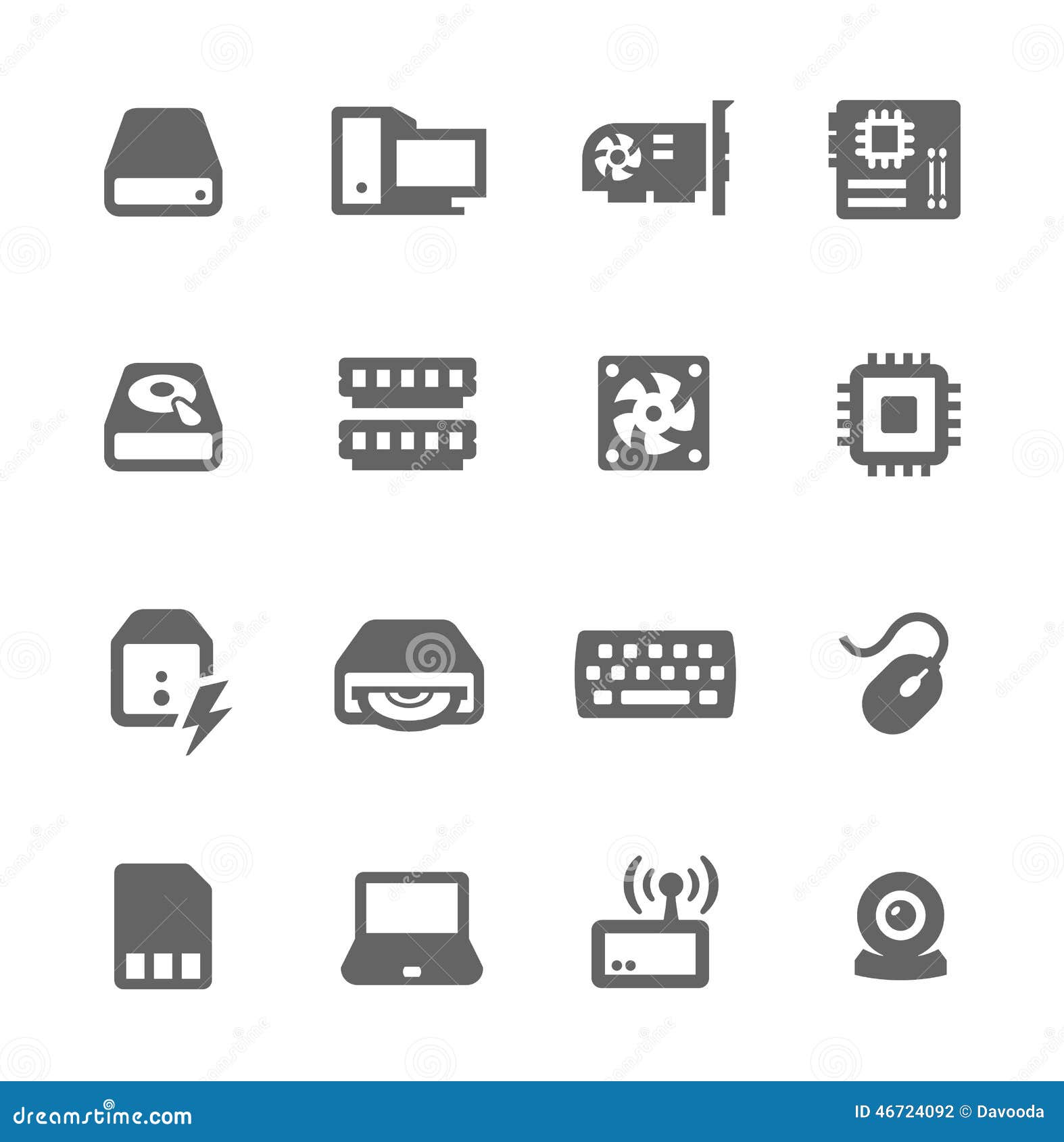 Hardwarepictogrammen vector illustratie. Illustration of mainframe ...