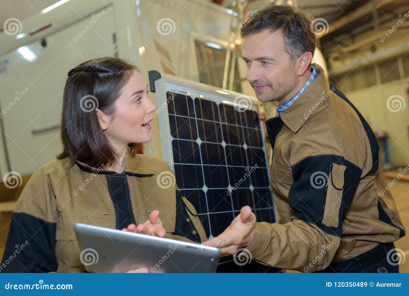 Hardwarer Store Worker and Assitant Working with Tablet Stock Image ...