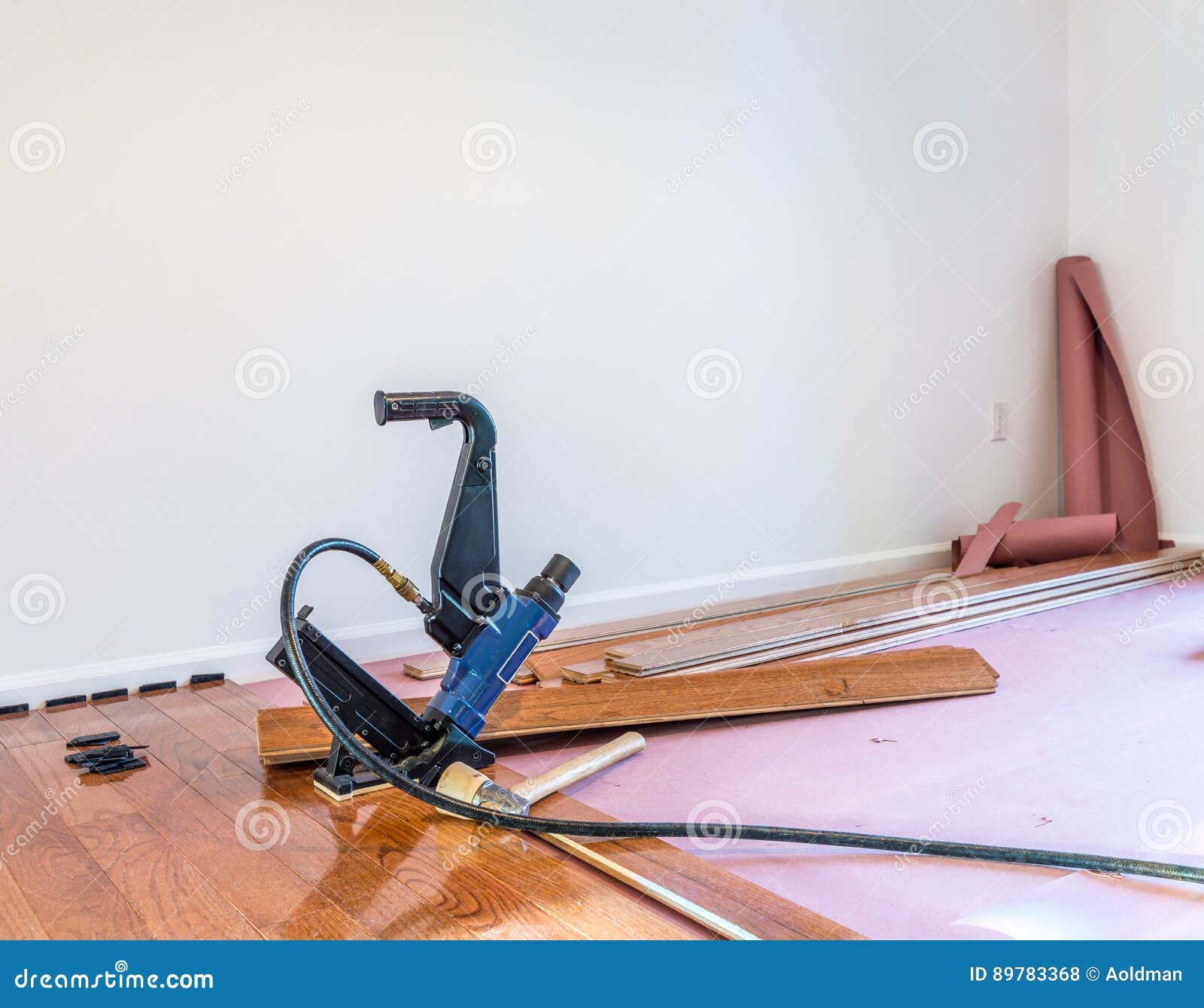 Hardwood Floor Installation Stock Photo - Image of install, material ...