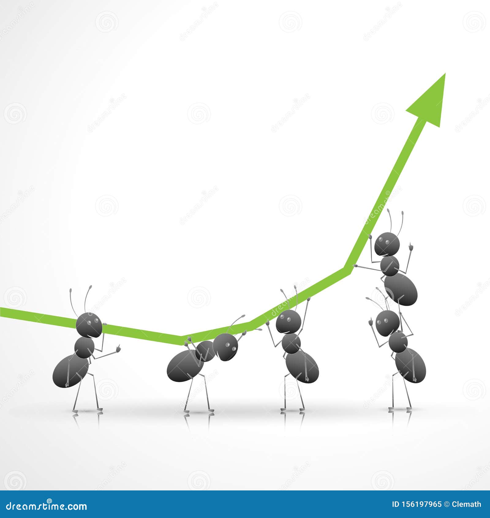 Hardworking Ants Work As A Team To Lift A Green Arrow Cartoon Vector ...